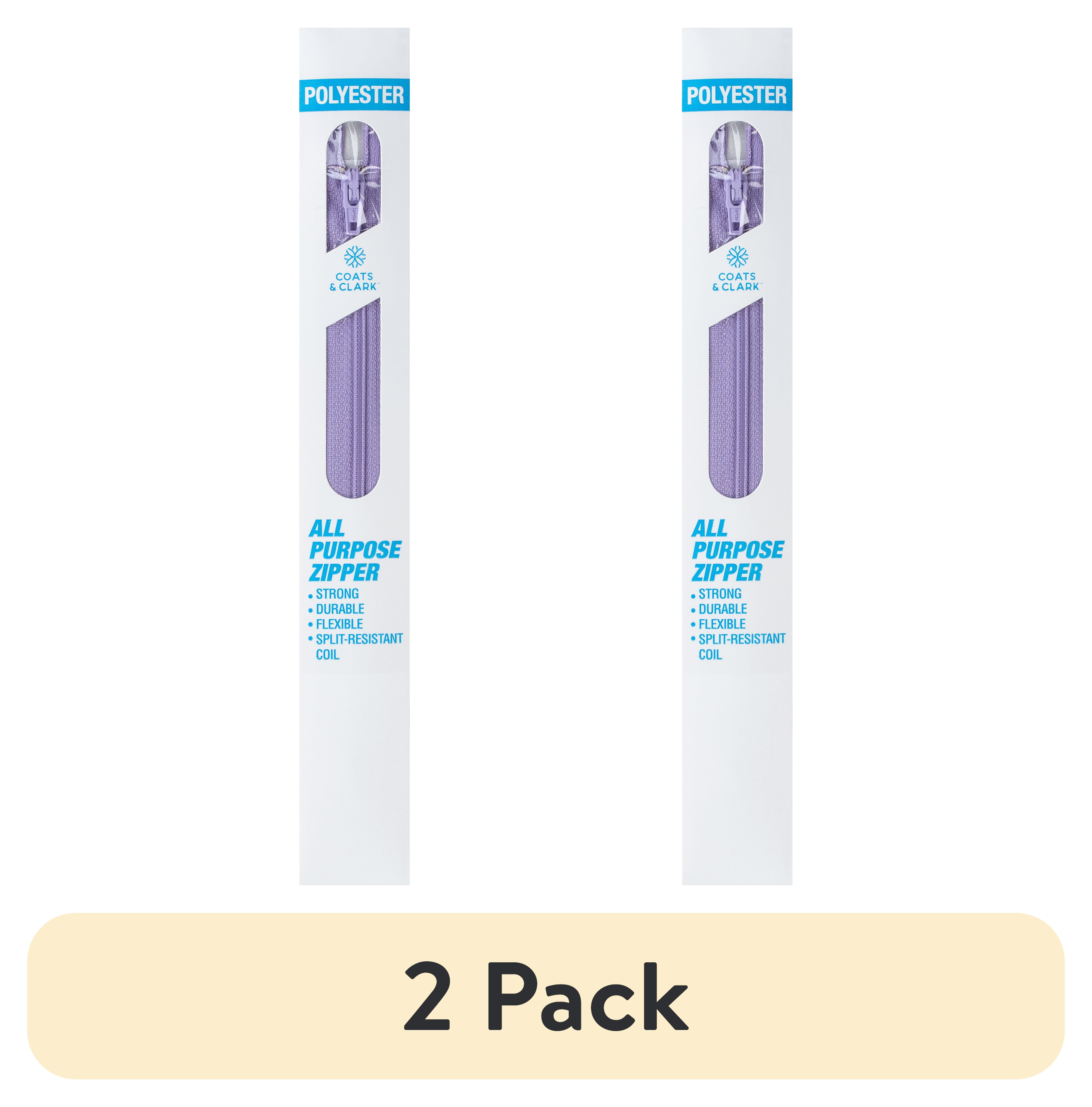 (2 pack) Coats & Clark Polyester 7" All Purpose Lilac Sewing Zipper, 1 ...