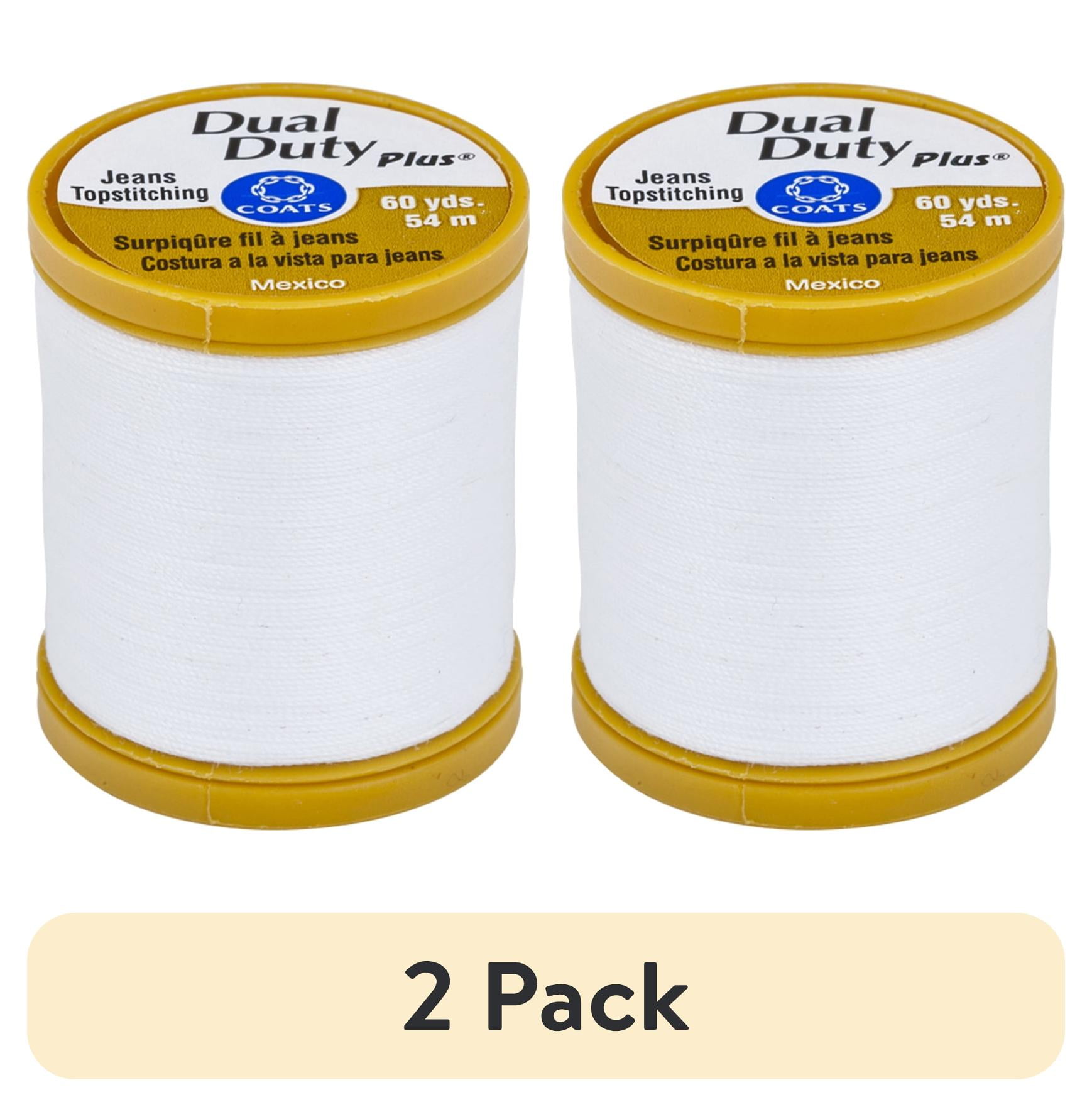 (2 pack) Coats Dual Duty Plus Jean & Topstitching Thread 60yd-White ...