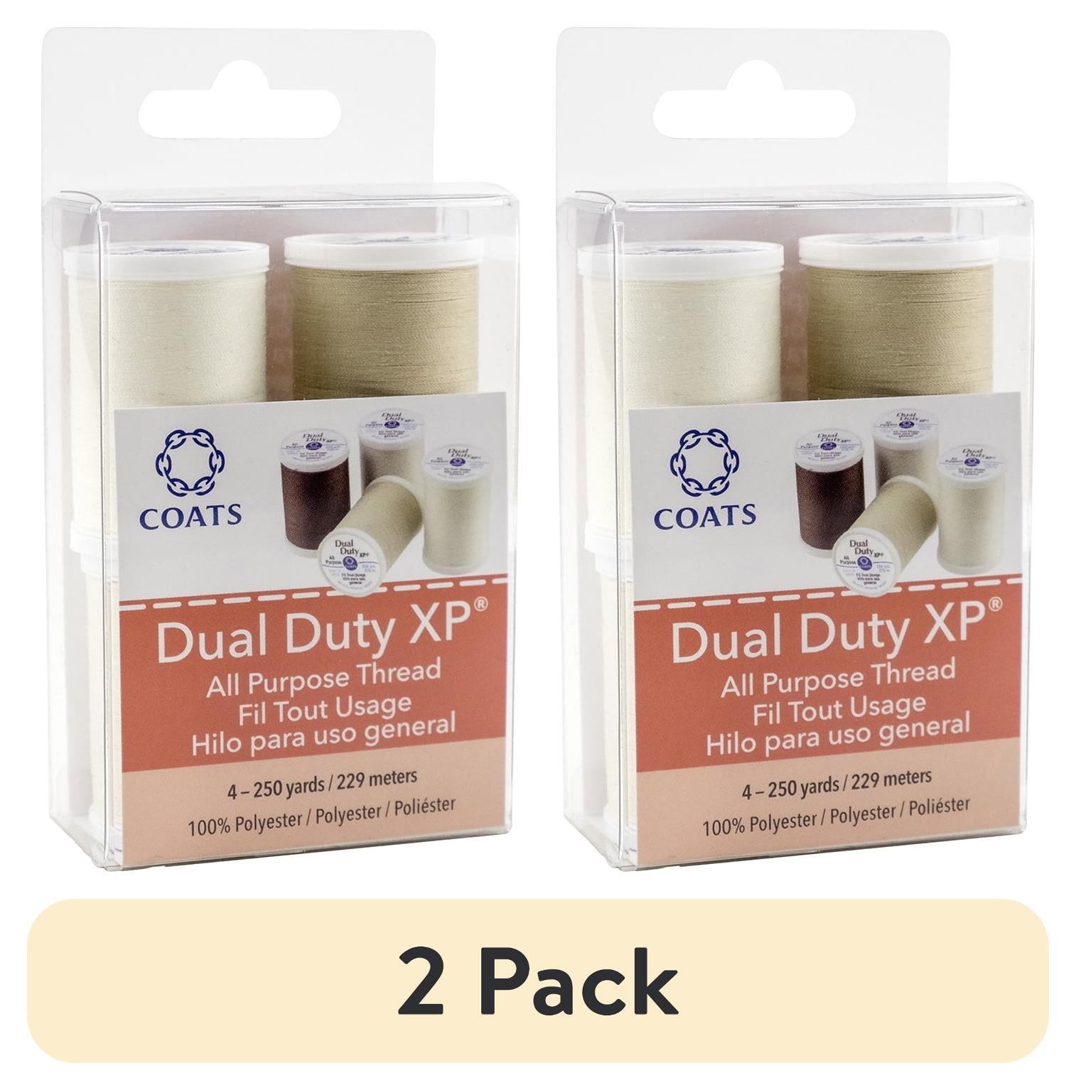 (2 pack) Coats Dual Duty XP All Purpose Thread 250yd Spools-4/Pkg Dark ...