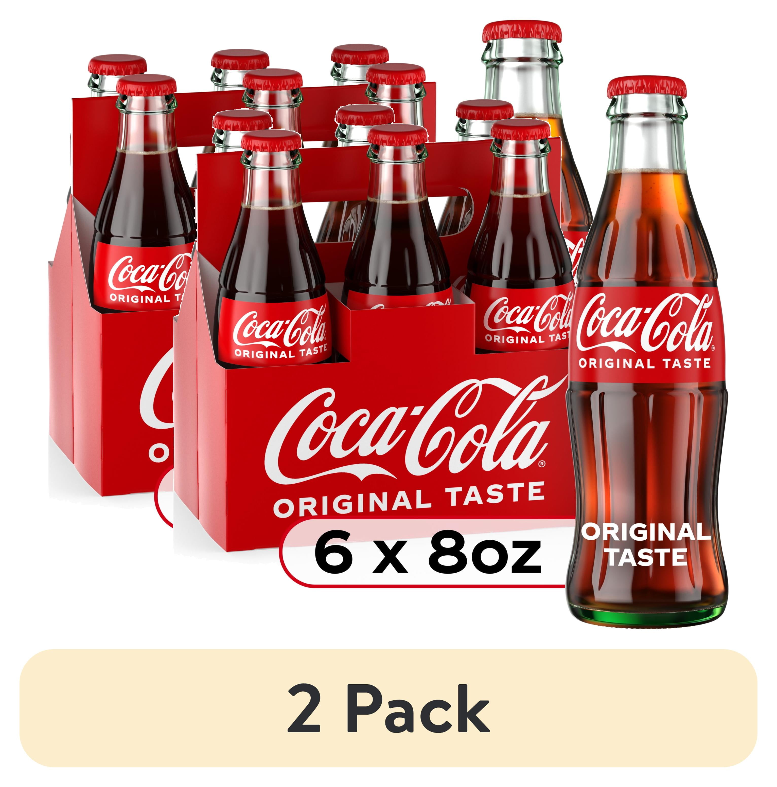 (2 pack) Coca-Cola Classic Cola Soda Pop, 8 fl oz Glass Bottles, 6 Pack ...