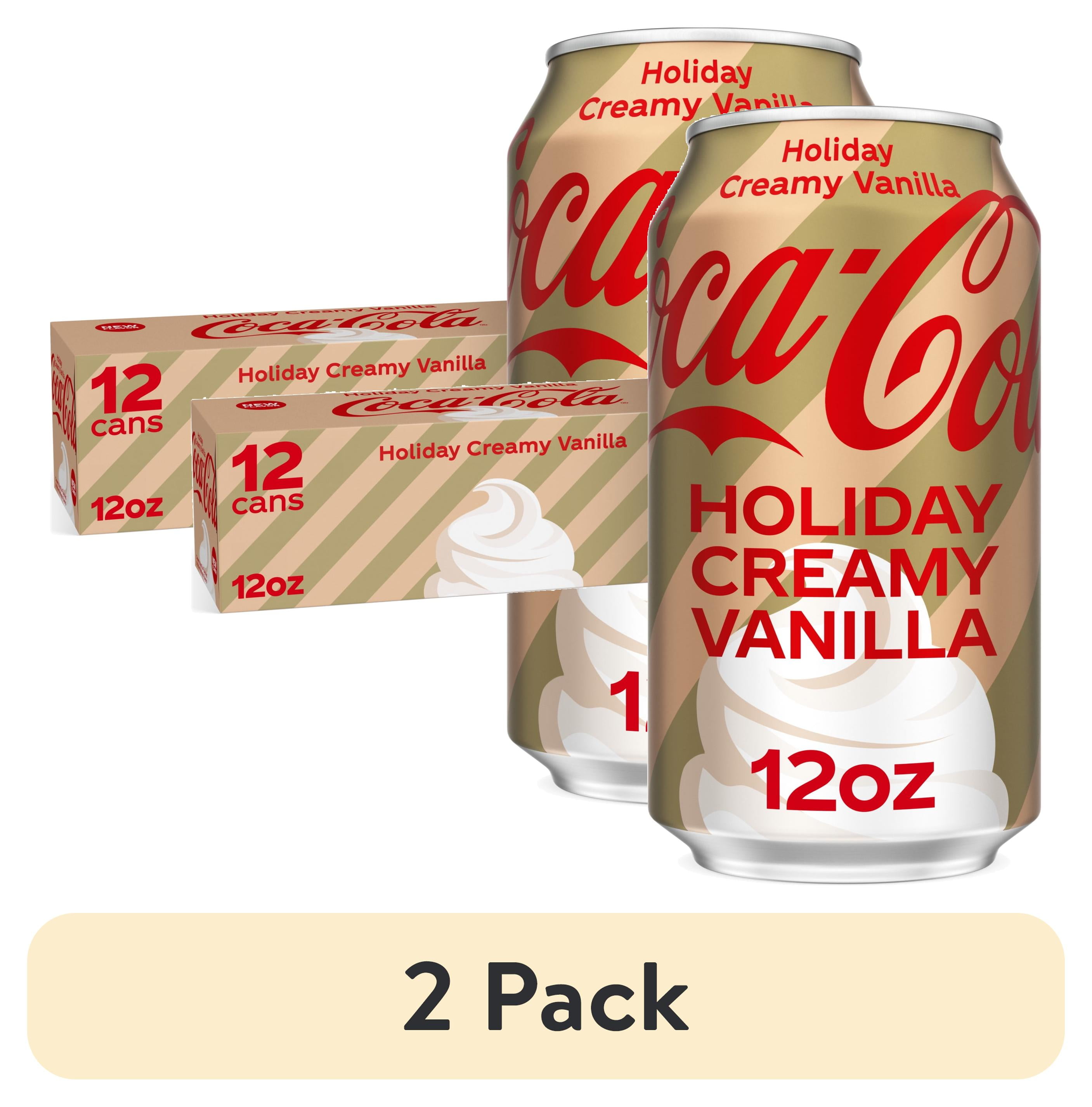 (2 pack) Coca-Cola Holiday Creamy Vanilla Soda Pop Fridge Pack Cans, 12 ...