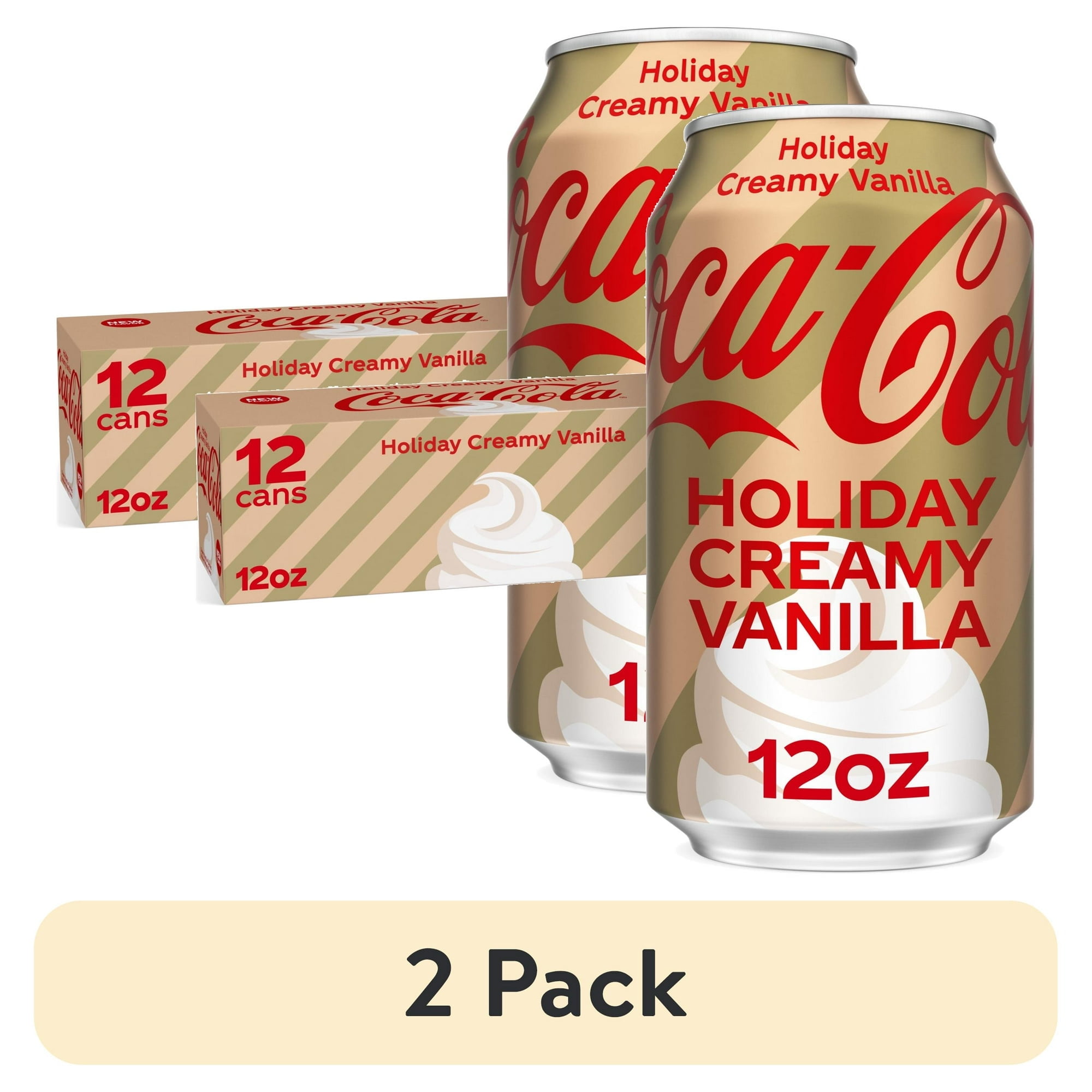 (2 pack) Coca-Cola Holiday Creamy Vanilla Soda Pop Fridge Pack Cans, 12 ...