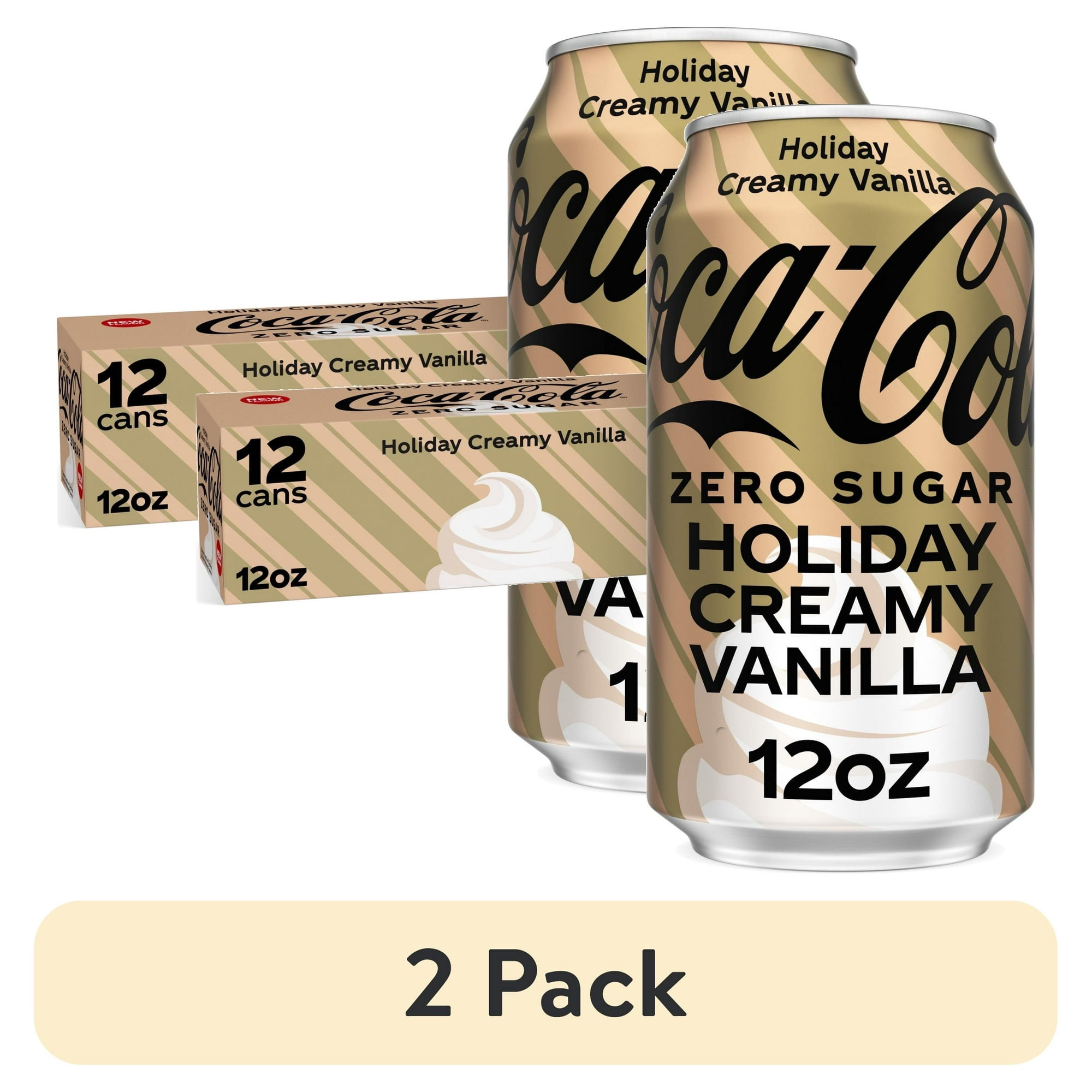 (2 pack) Coca-Cola Zero Sugar Holiday Creamy Vanilla Soda Pop Fridge ...