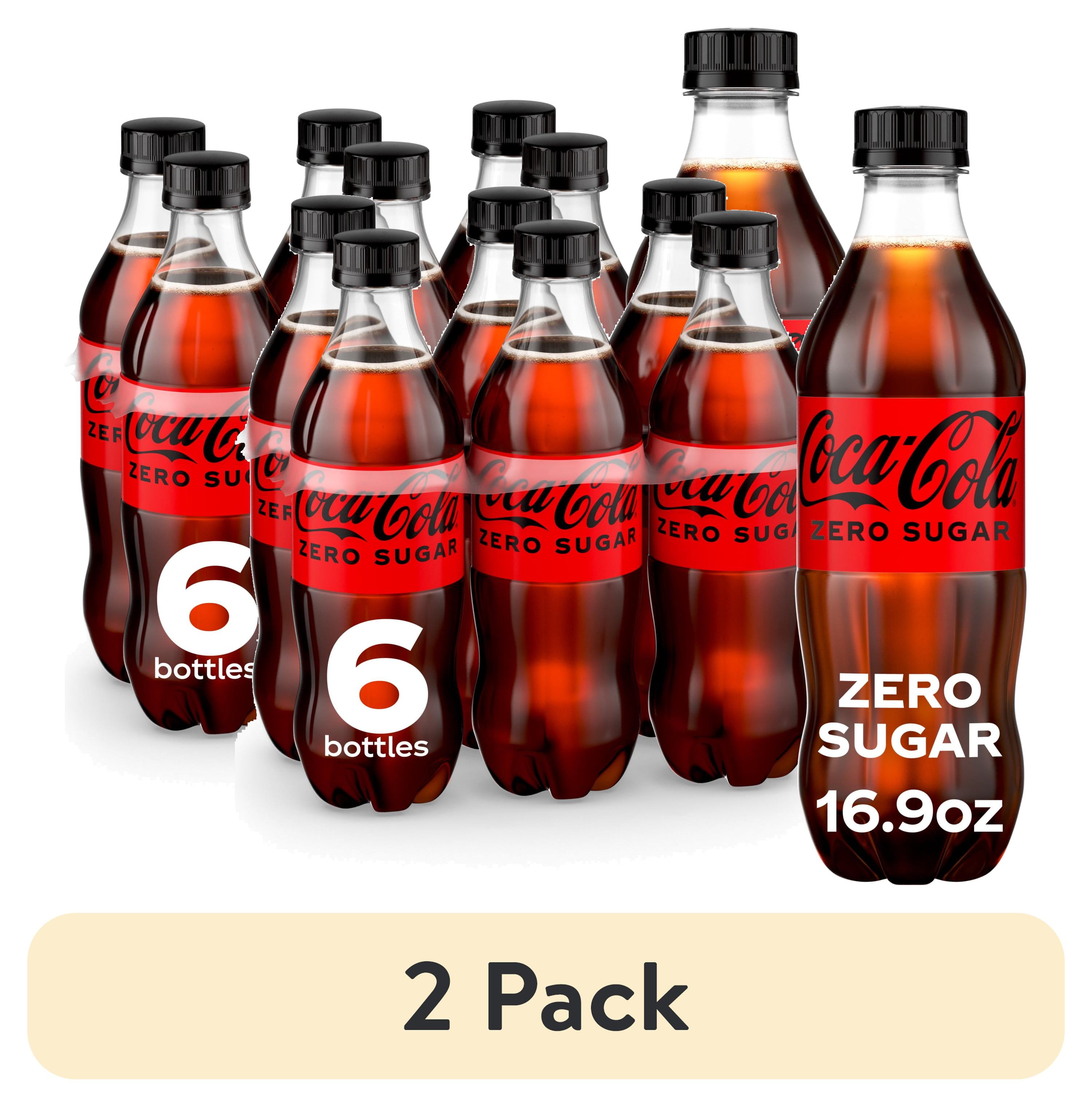 (2 pack) Coca-Cola Zero Sugar Soda Pop Bottles, 16.9 fl oz, 6 Pack ...