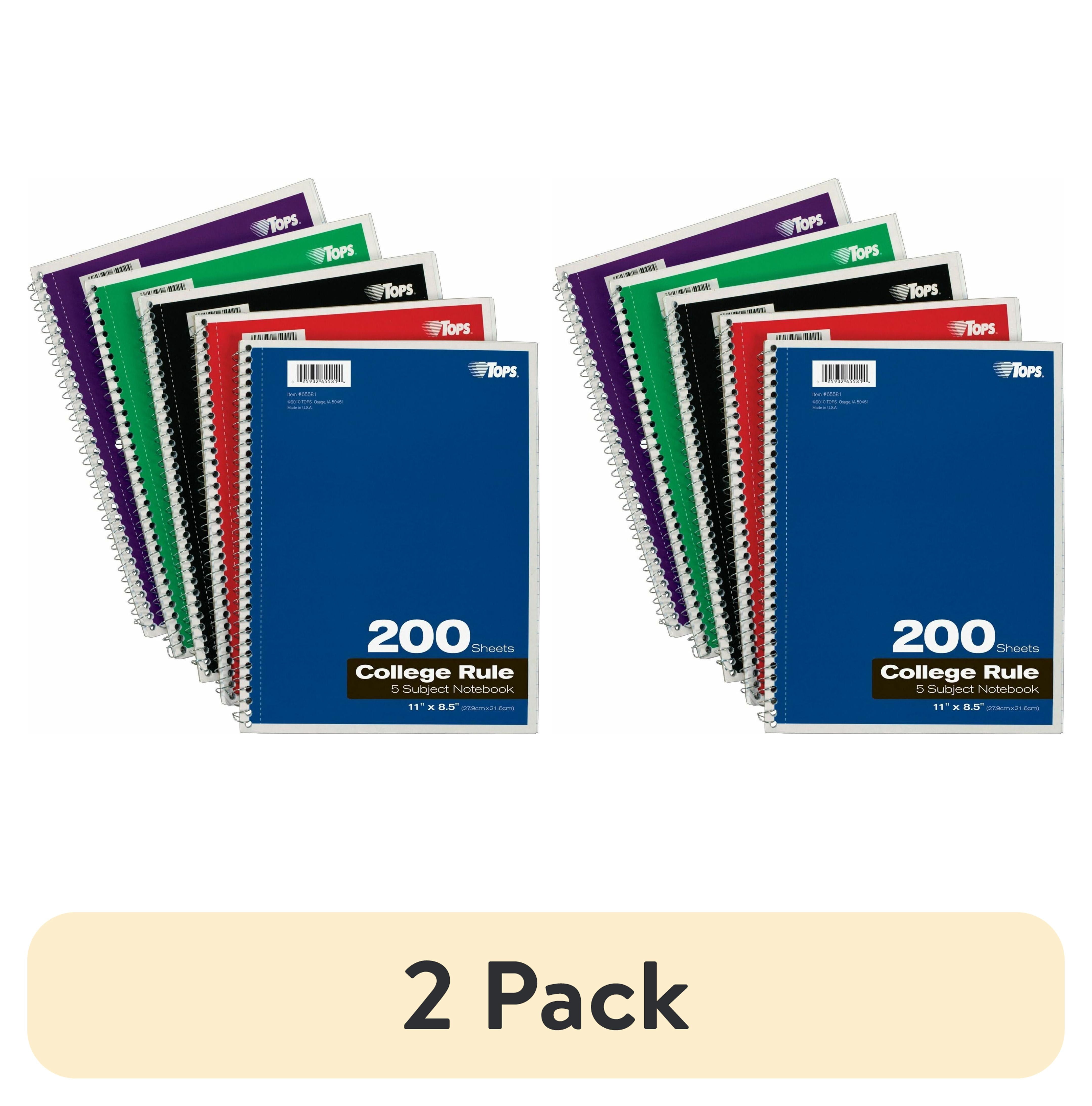 (2 pack) Tops, TOP65581, 5 Subject College Ruled Notebook (Assorted ...