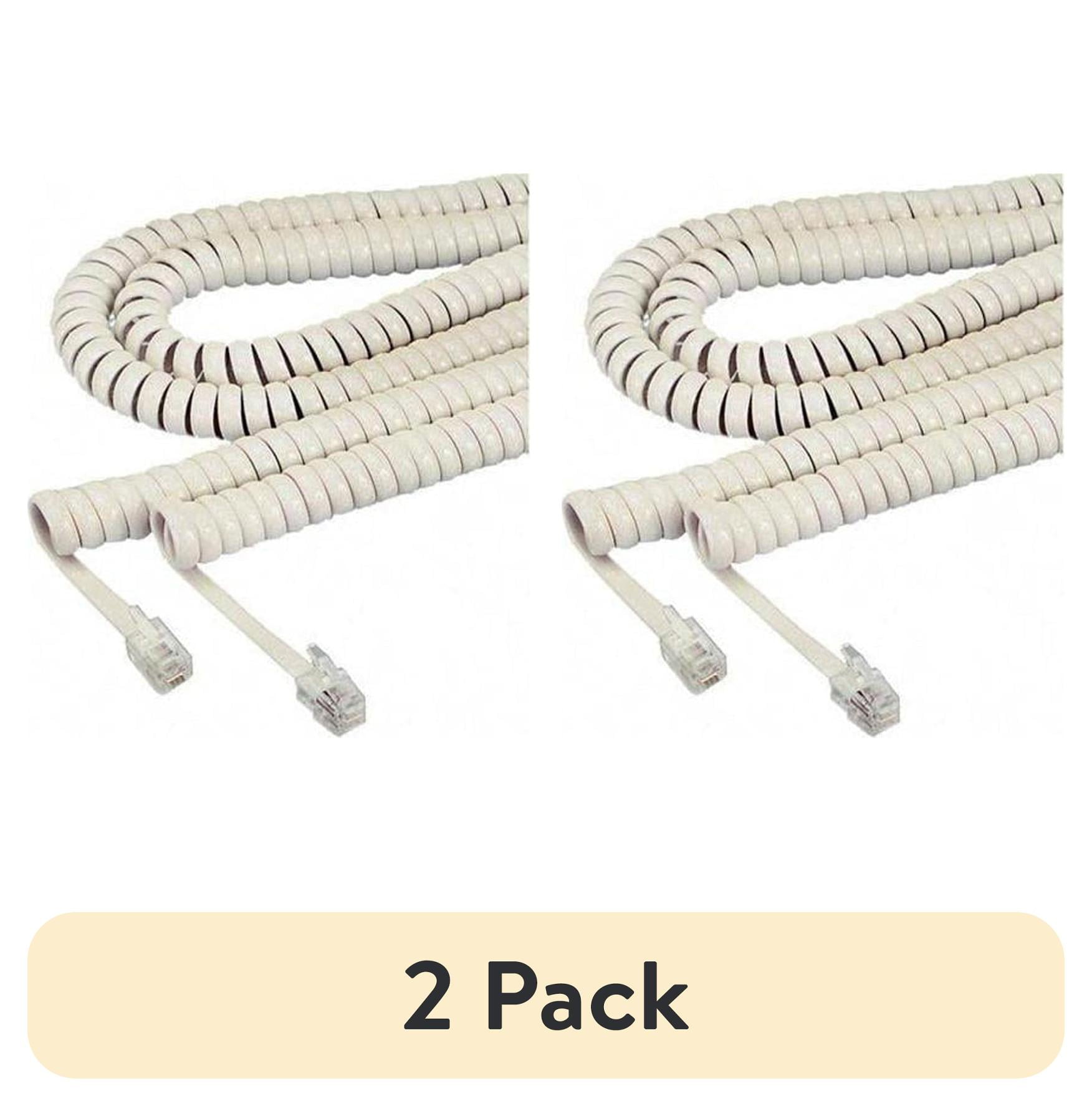 (2 pack) Coiled Phone Cord Plug/Plug, 25 ft., Ivory - Walmart.com