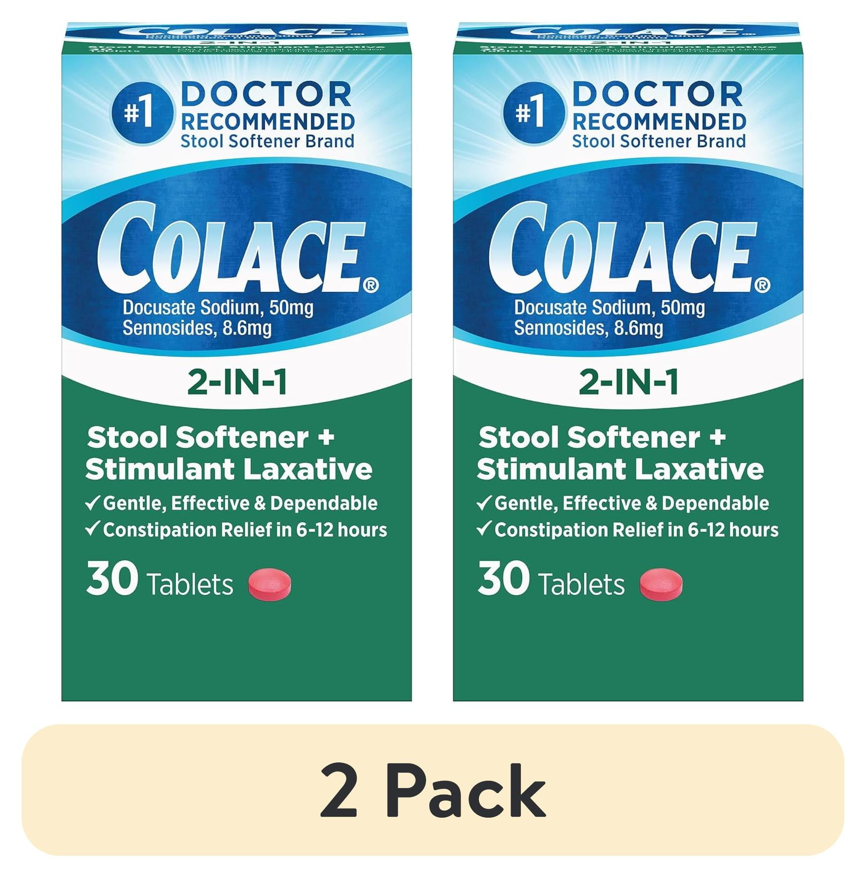 (2 pack) Colace 2-in-1 Stool Softener with Stimulant Laxative Tablets ...