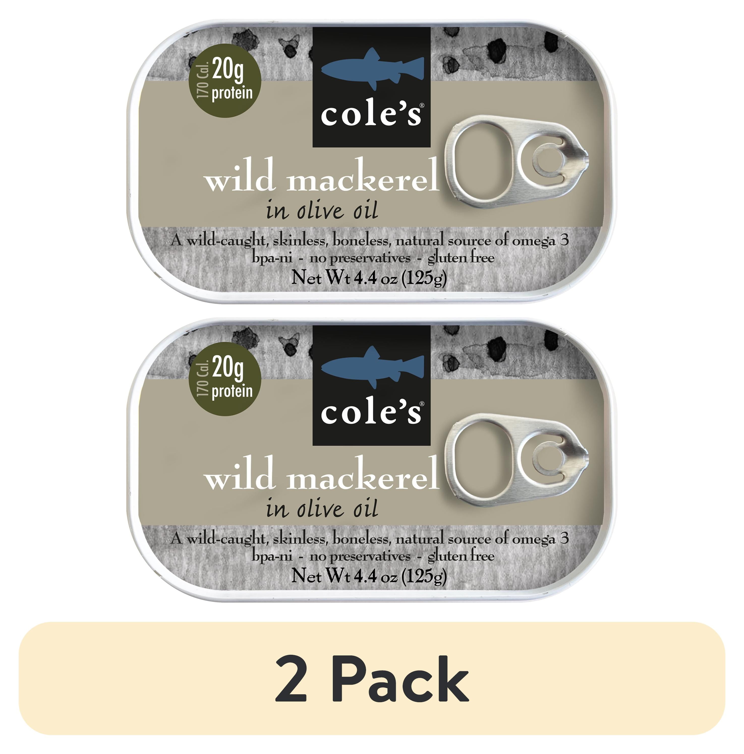(2 pack) Cole's Wild Mackerel in Olive Oil, Allergen: Fish - Walmart.com