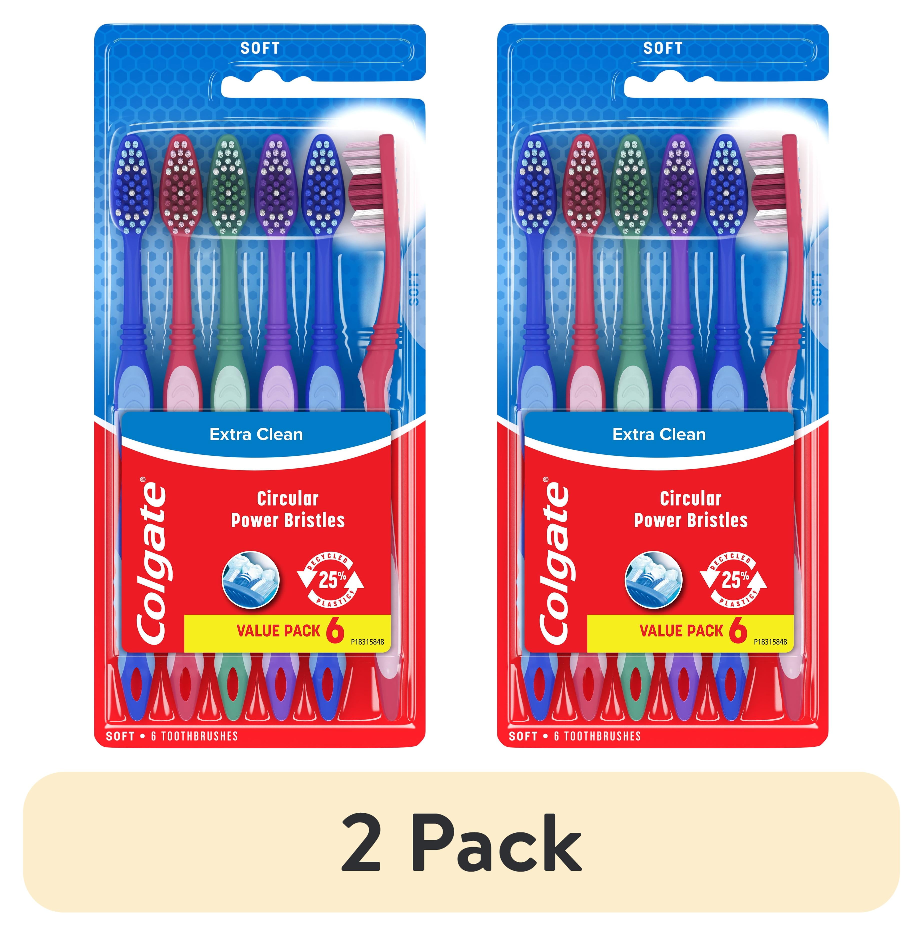 (2 pack) Colgate Extra Clean Toothbrush, Soft Bulk Toothbrush Pack, 6 ...