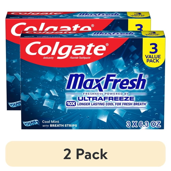 (2 pack) Colgate MaxFresh Cool Mint Toothpaste, 3 Pack, 6.3 oz ...