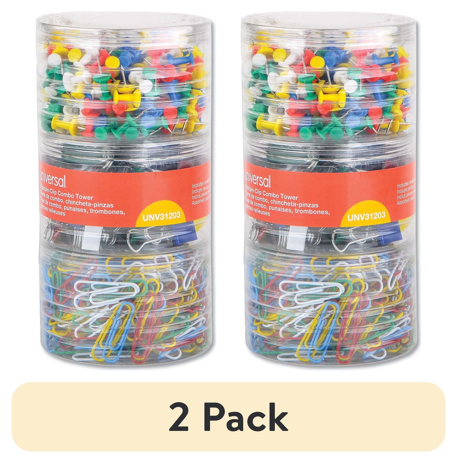 (2 pack) Universal Combo Clip Pack Paper Clips Push Pins Binder Clips ...