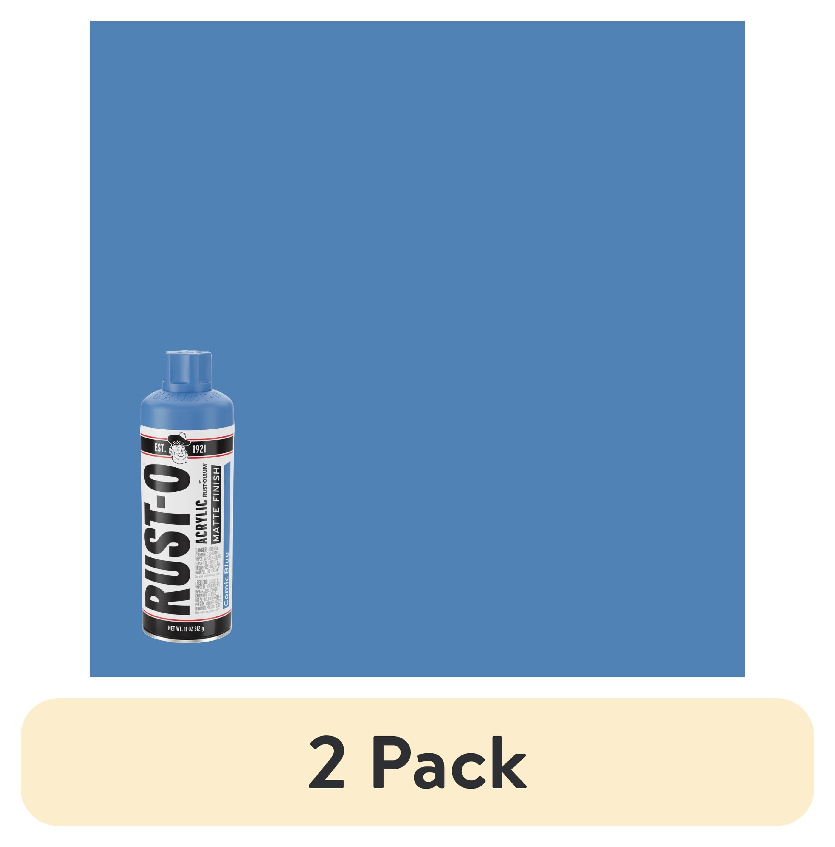 (2 pack) Comic Blue, Rust-Oleum Rust-O Acrylic Matte Spray Paint-392200 ...