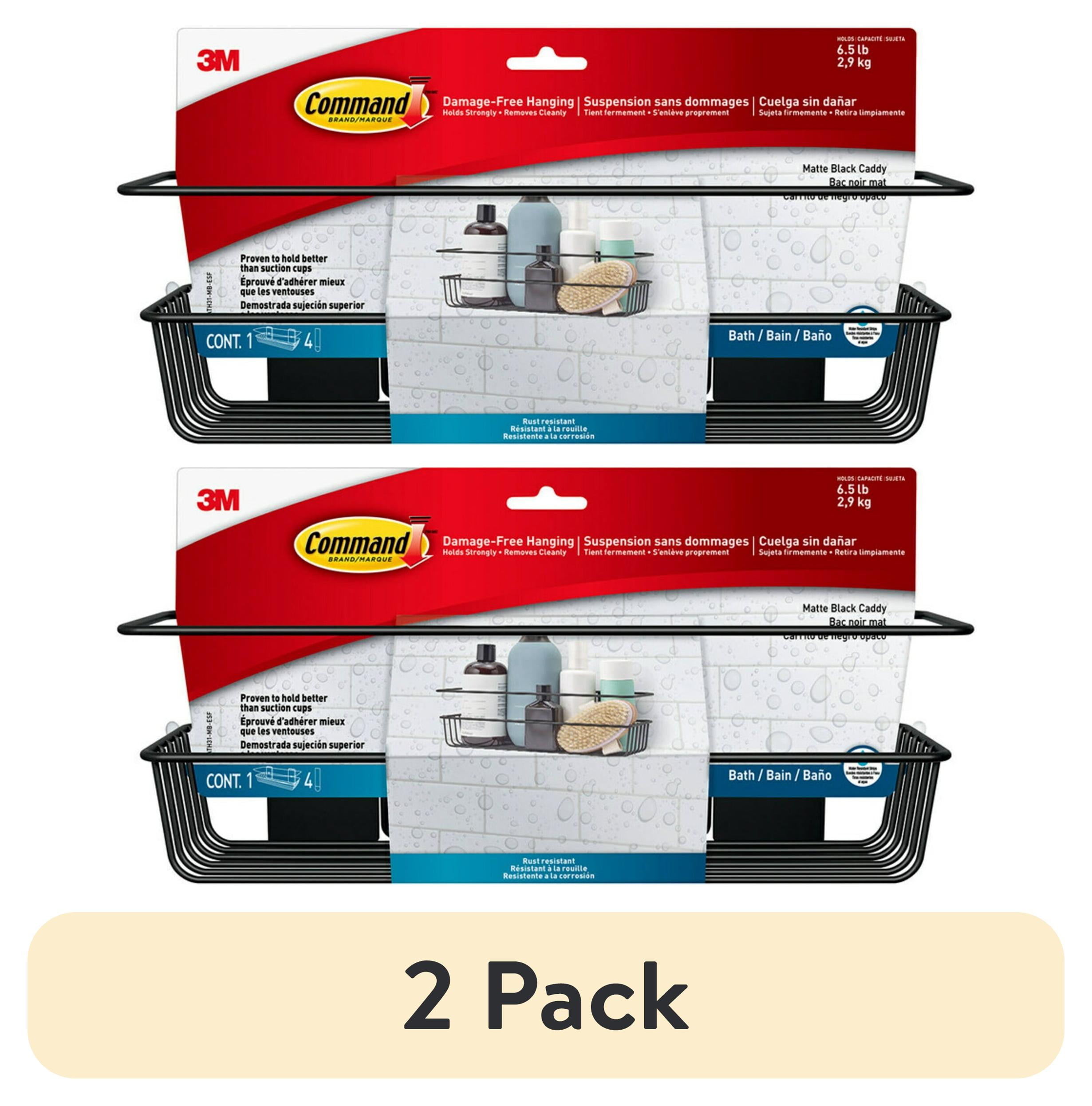(2 pack) Command Bath Shower Caddy Matte Black, 1 Caddy - Walmart.com