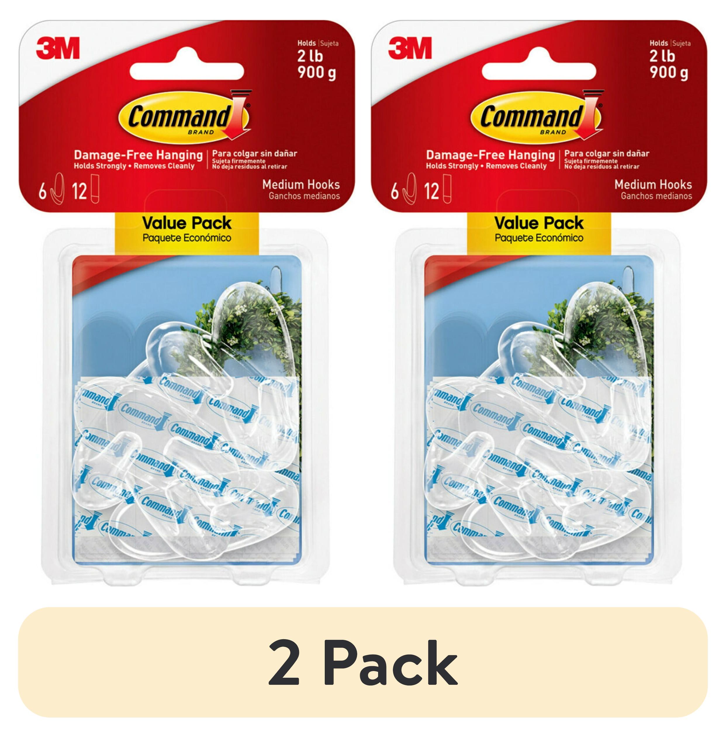 (2 pack) Command Clear Hooks, Medium, 6 Hooks, 12 Strips/Pack - Walmart.com