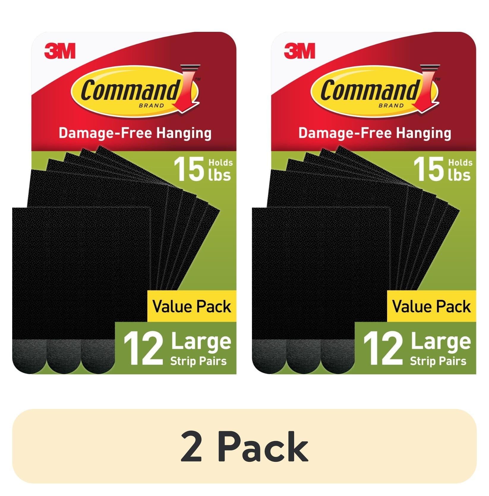 (2 pack) Command Large Picture Hangers, Holds 15 lbs, Black, Damage-Free Hanging, 12 Adhesive ...