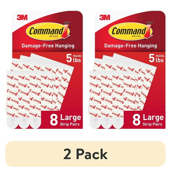 (2 pack) Command Large Replacement Strips, Foam, Plastic, 8 Strips ...