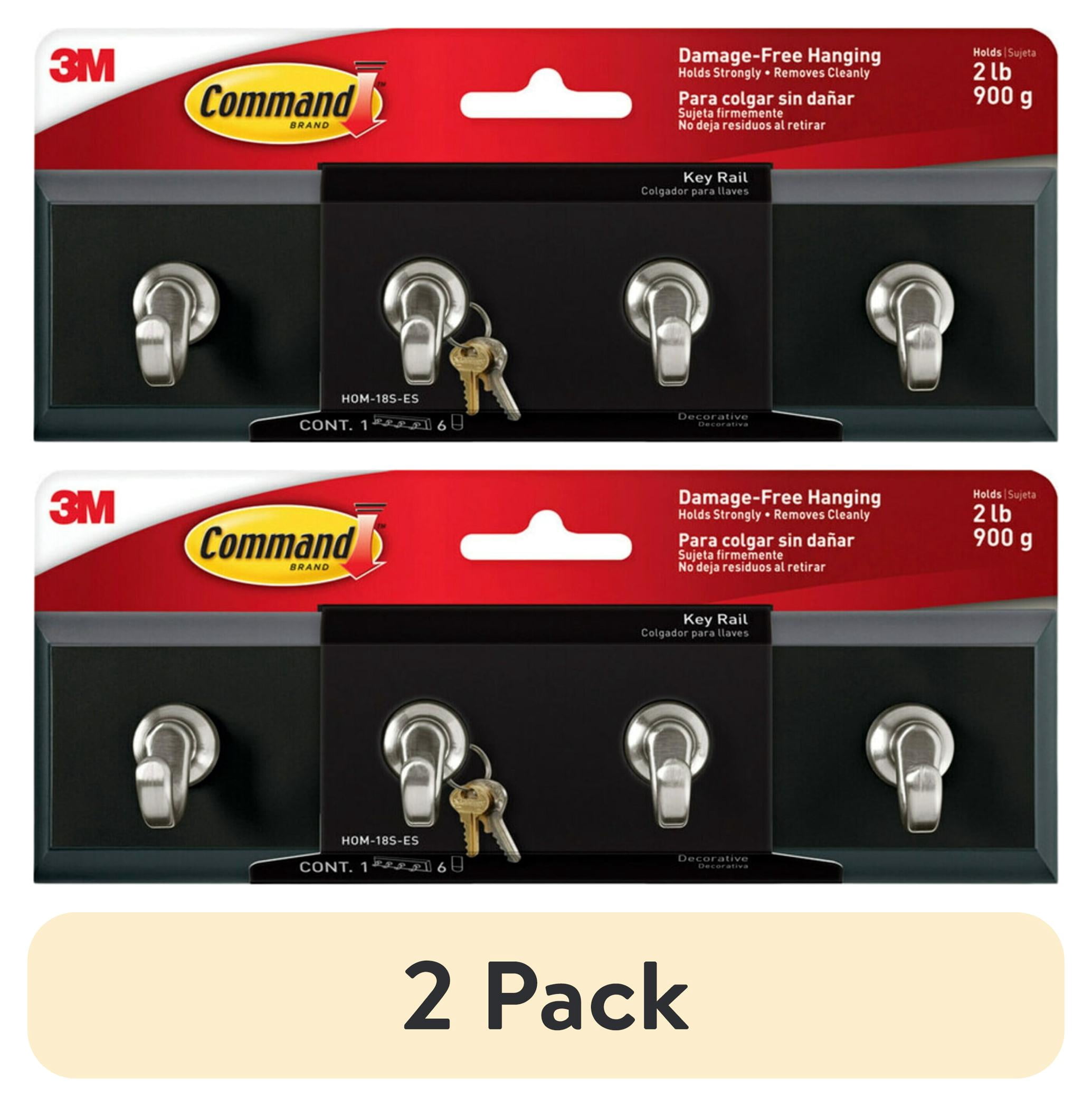 (2 pack) Command Slate Key Rail, Small, 1 Key Rail with 4 Hooks, 6 ...