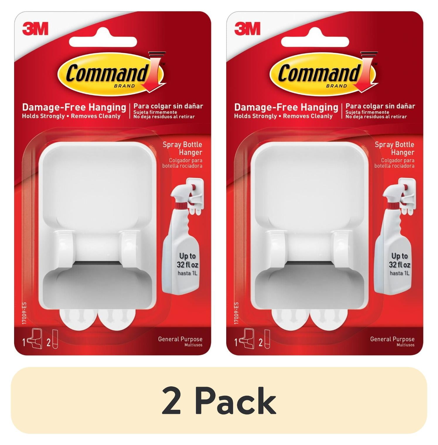 (2 pack) Command Spray Bottle Hanger, 1 Hanger, 2 Large Strips ...