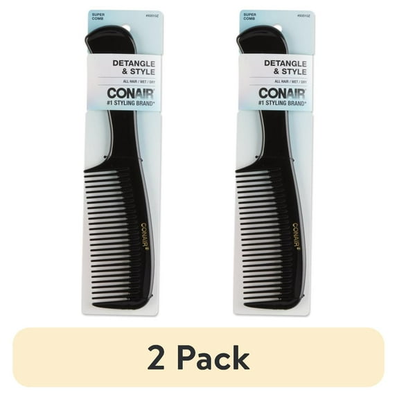 (2 pack) Conair Detangle & Style All-Purpose Hair Comb, Black - Walmart.com