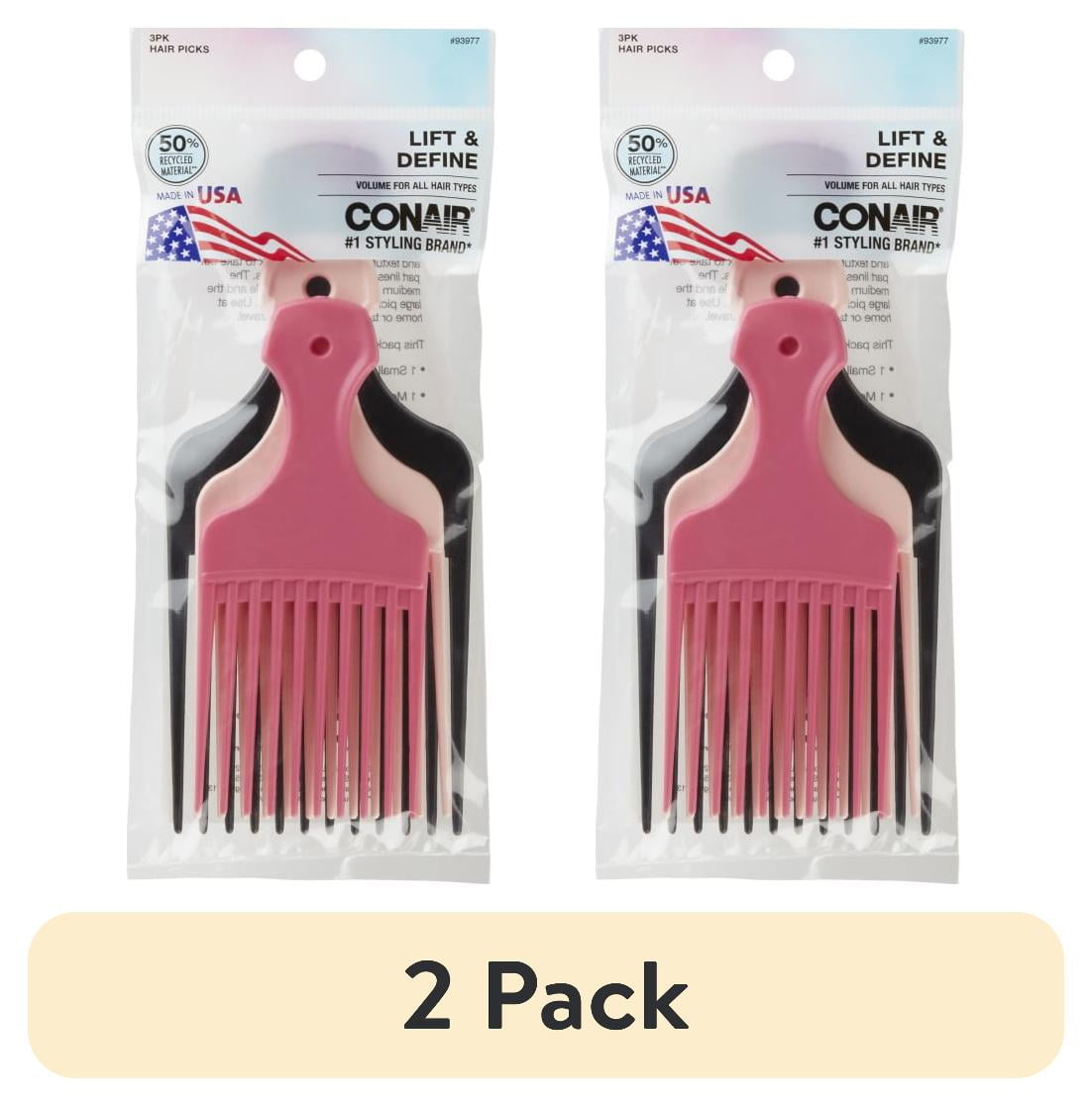 (2 pack) Conair Lift & Define Detangling Hair Pick Combs, Assorted ...