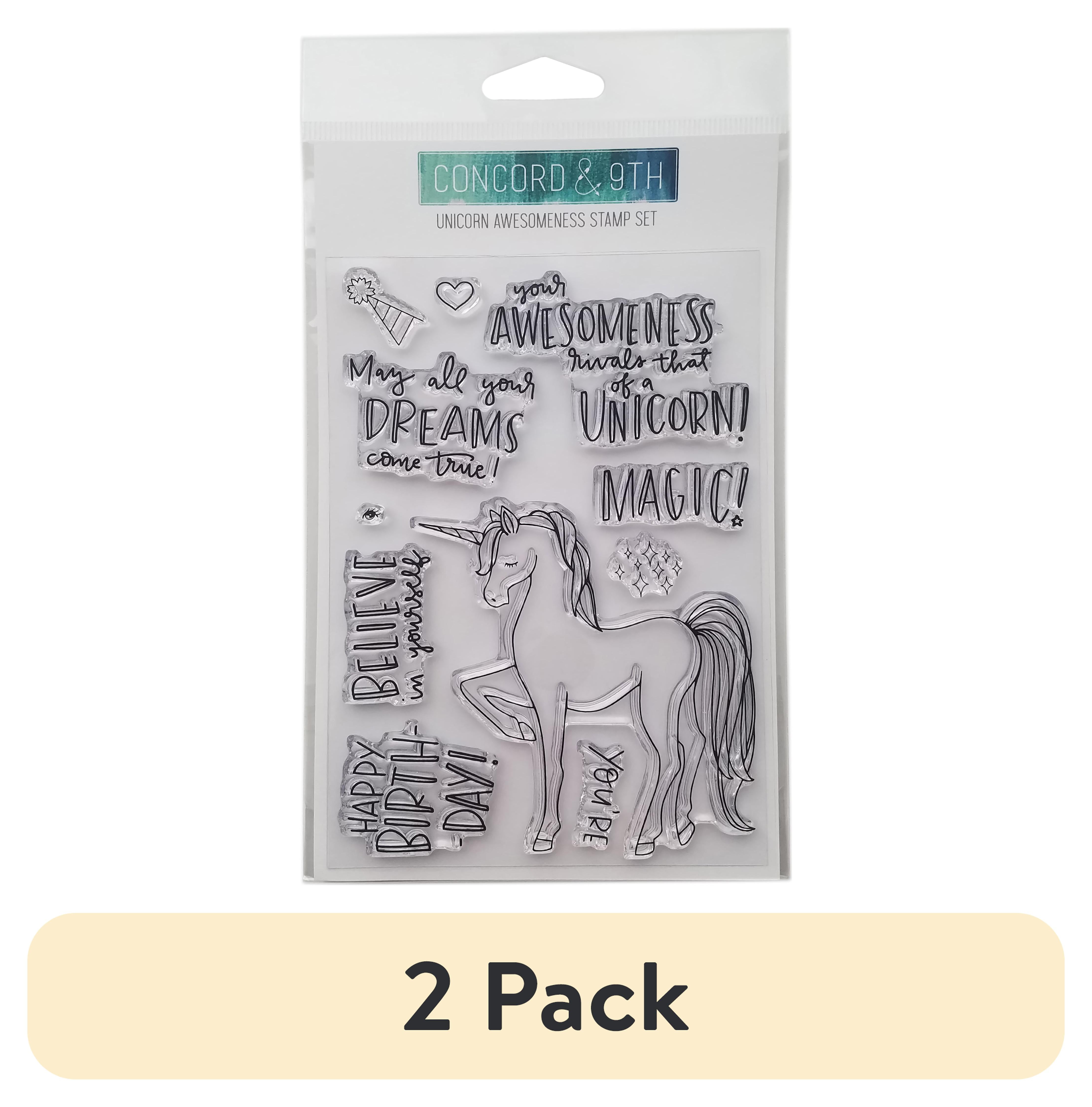 (2 pack) Concord & 9th Clear Stamps 4"X6" Unicorn Awesomeness - Walmart.com