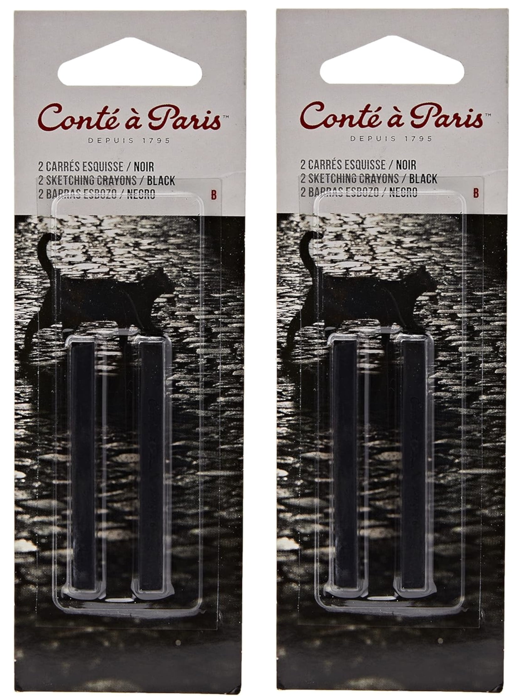 2-pack - Conte à Paris "B" 2 Count Sketching Crayons, Black - Walmart.com