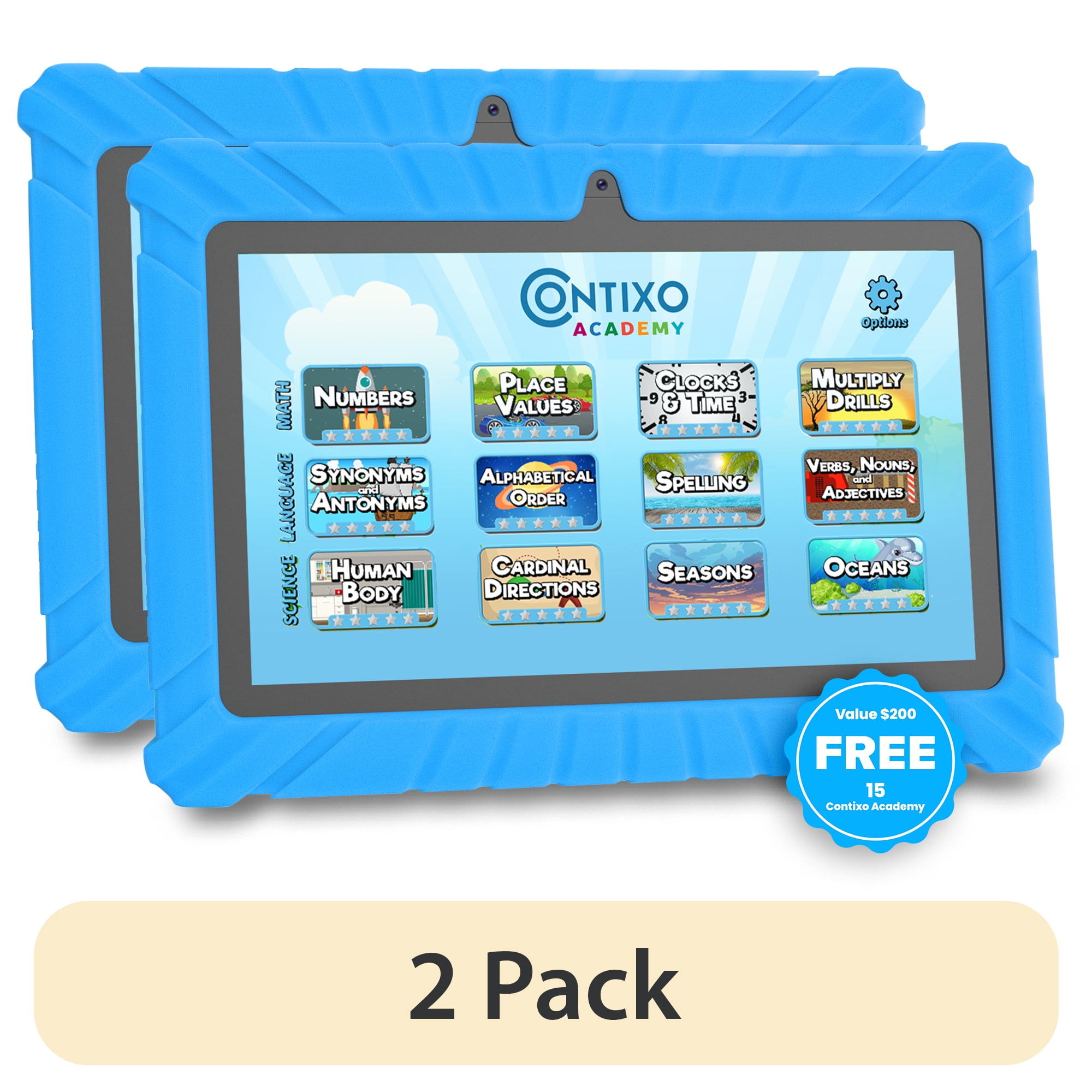 (2 pack) Contixo 7" Kids Tablet, Ages 3-7, Contixo Academy Preloaded ...