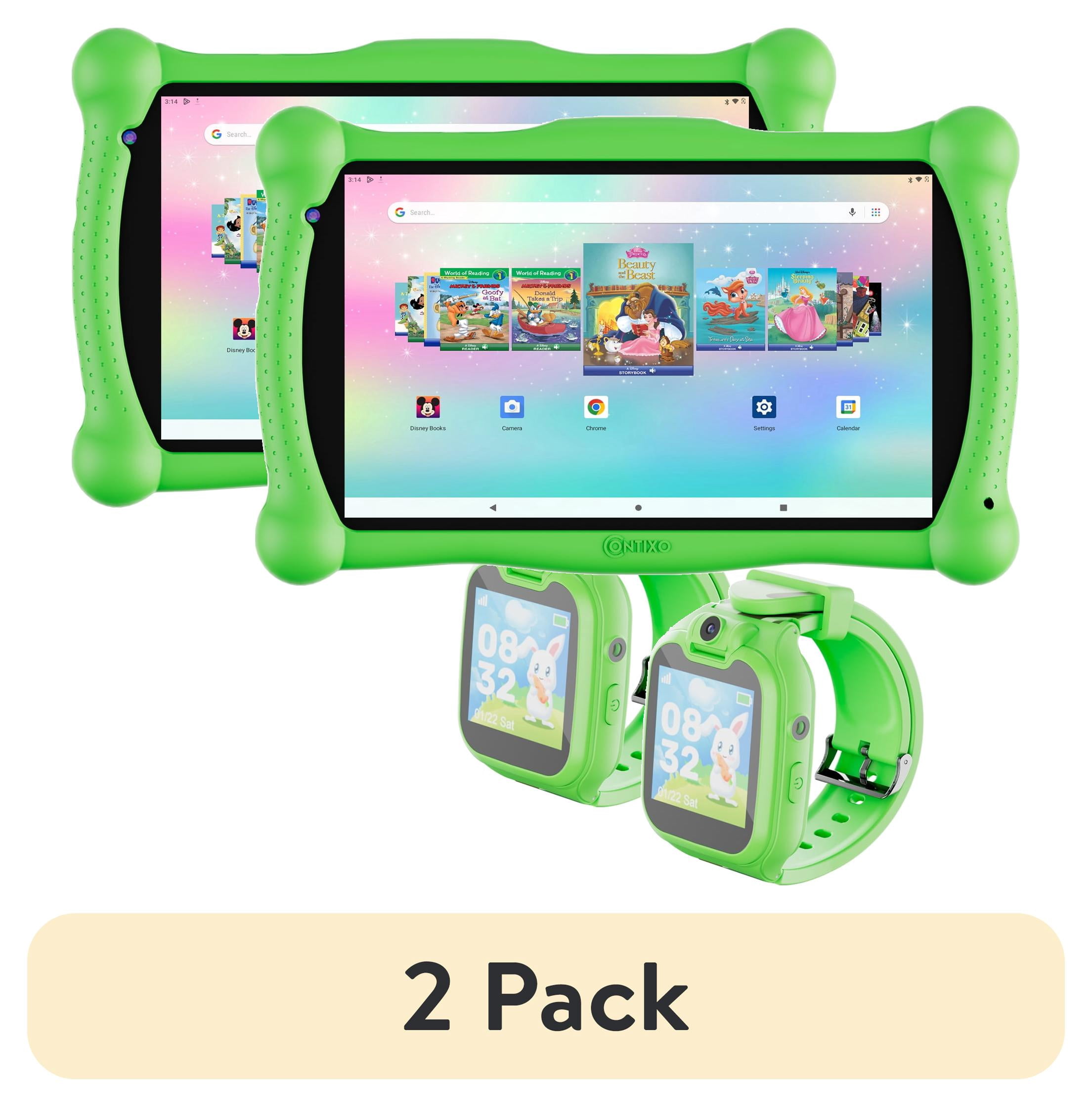 (2 pack) Contixo 7" Kids Tablet Bundle, Epic & Lingokids Apps, Educational Android Tablet for ...