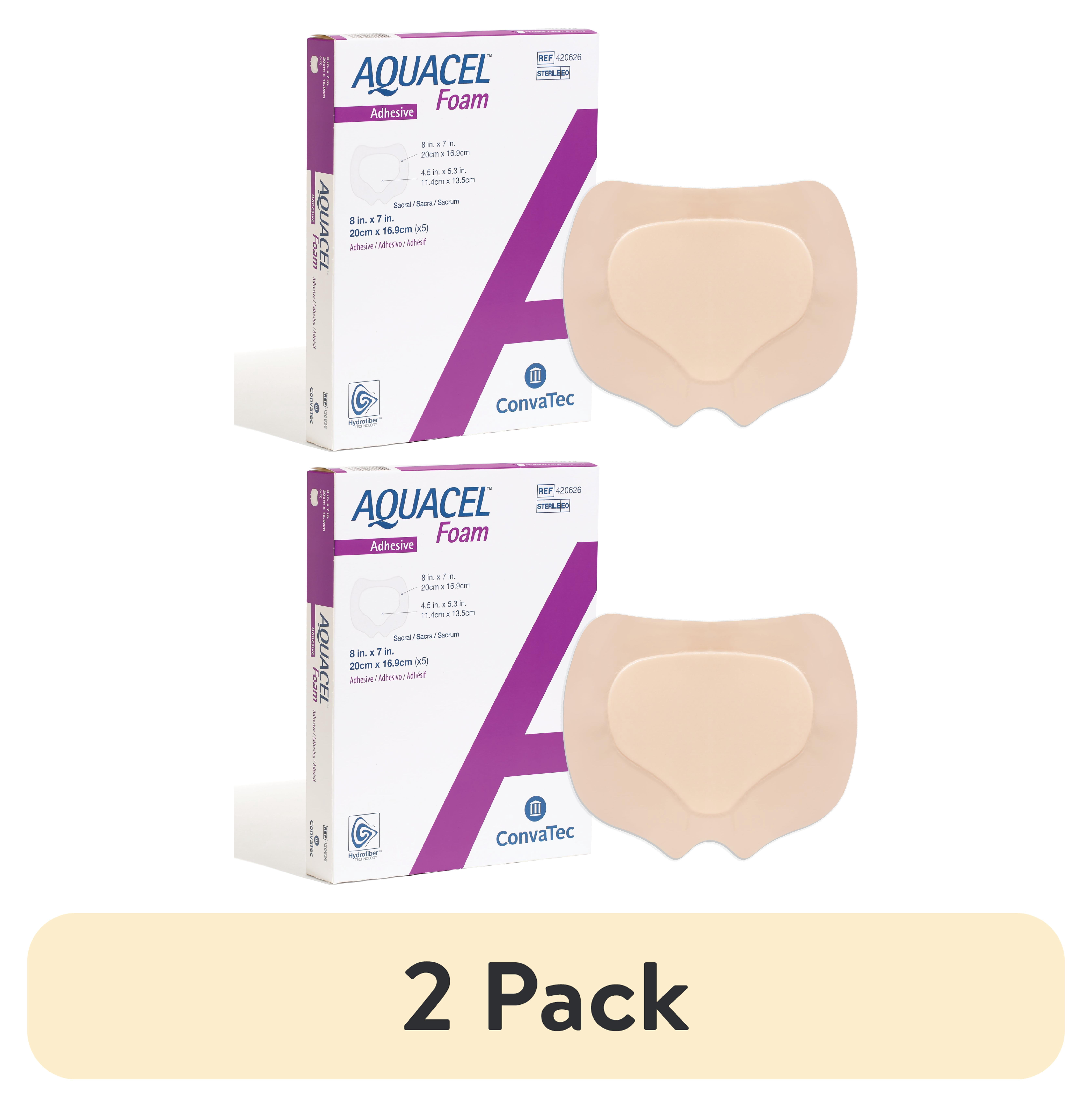 (2 pack) Convatec AQUACEL Foam 8"x7" Sacral Dressing with Silicone Gel ...