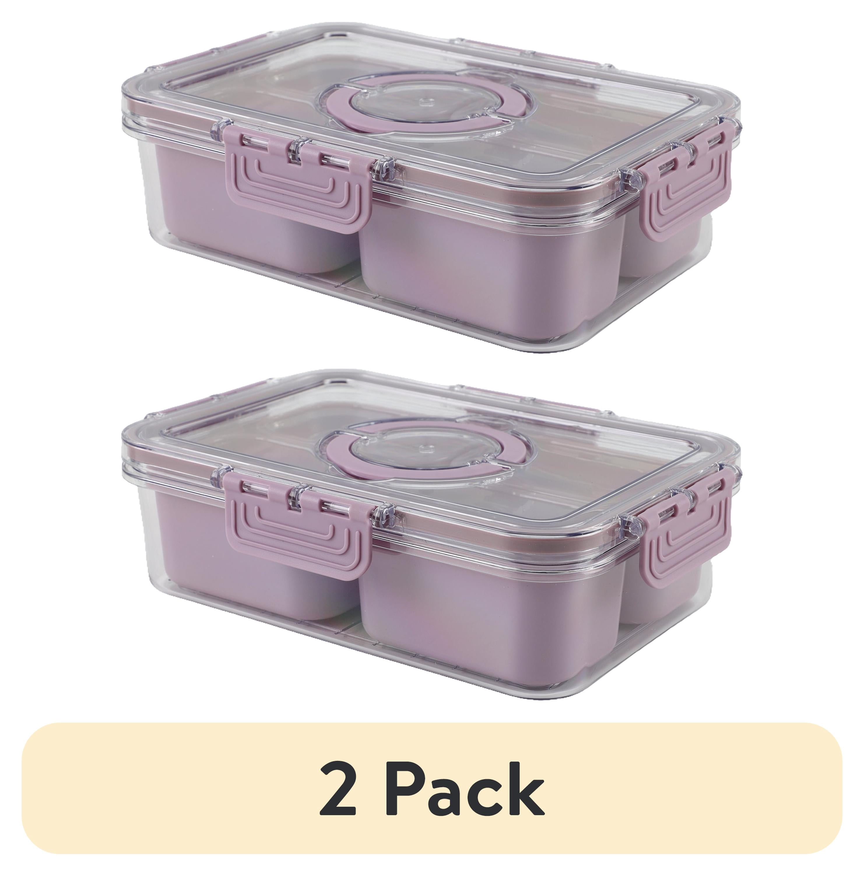 (2 pack) Cook with Color 4-Compartment Mini Snack Box Food Storage ...