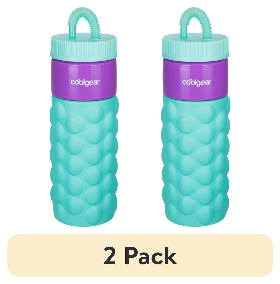 (2 pack) Cool Gear 24oz Plastic Retro Squishy Water Bottle, Bubble Aqua ...