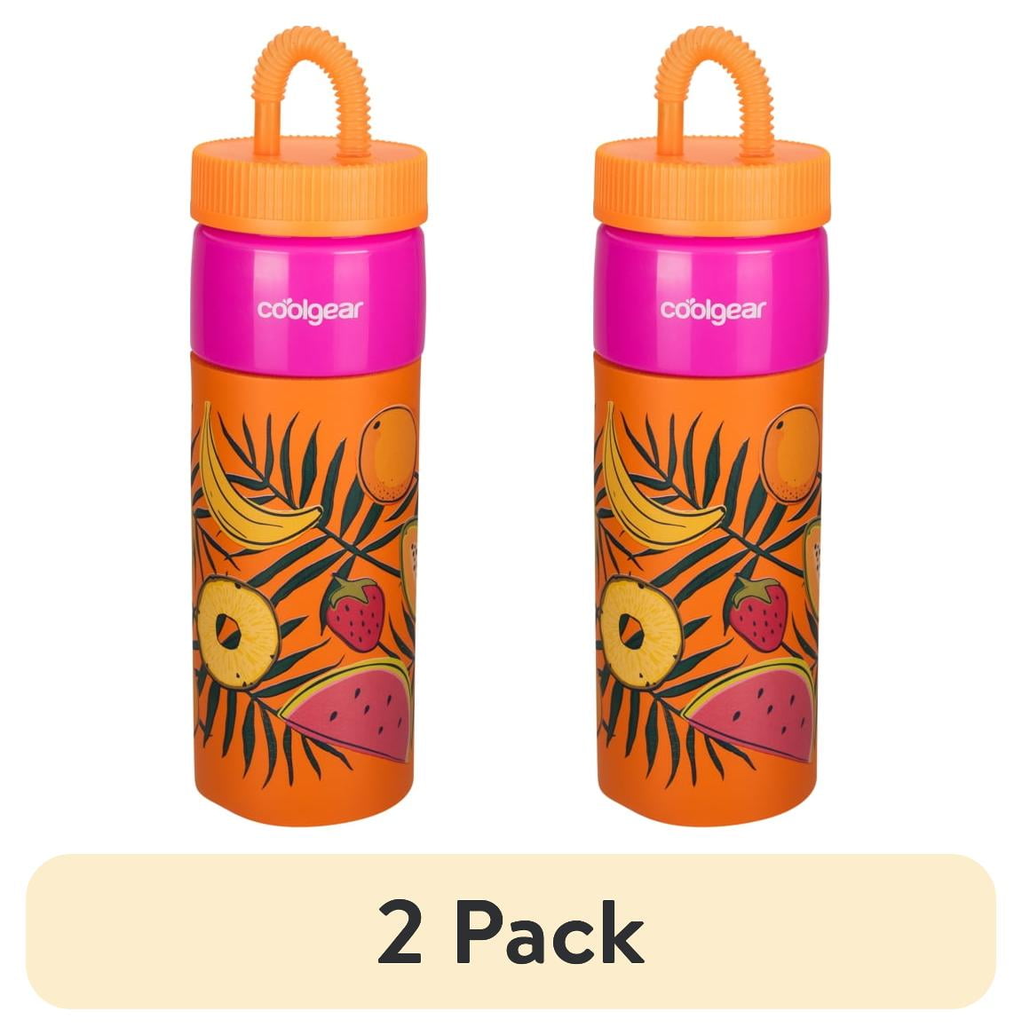 (2 pack) Cool Gear 24oz Plastic Retro Squishy Water Bottle, Fruits ...