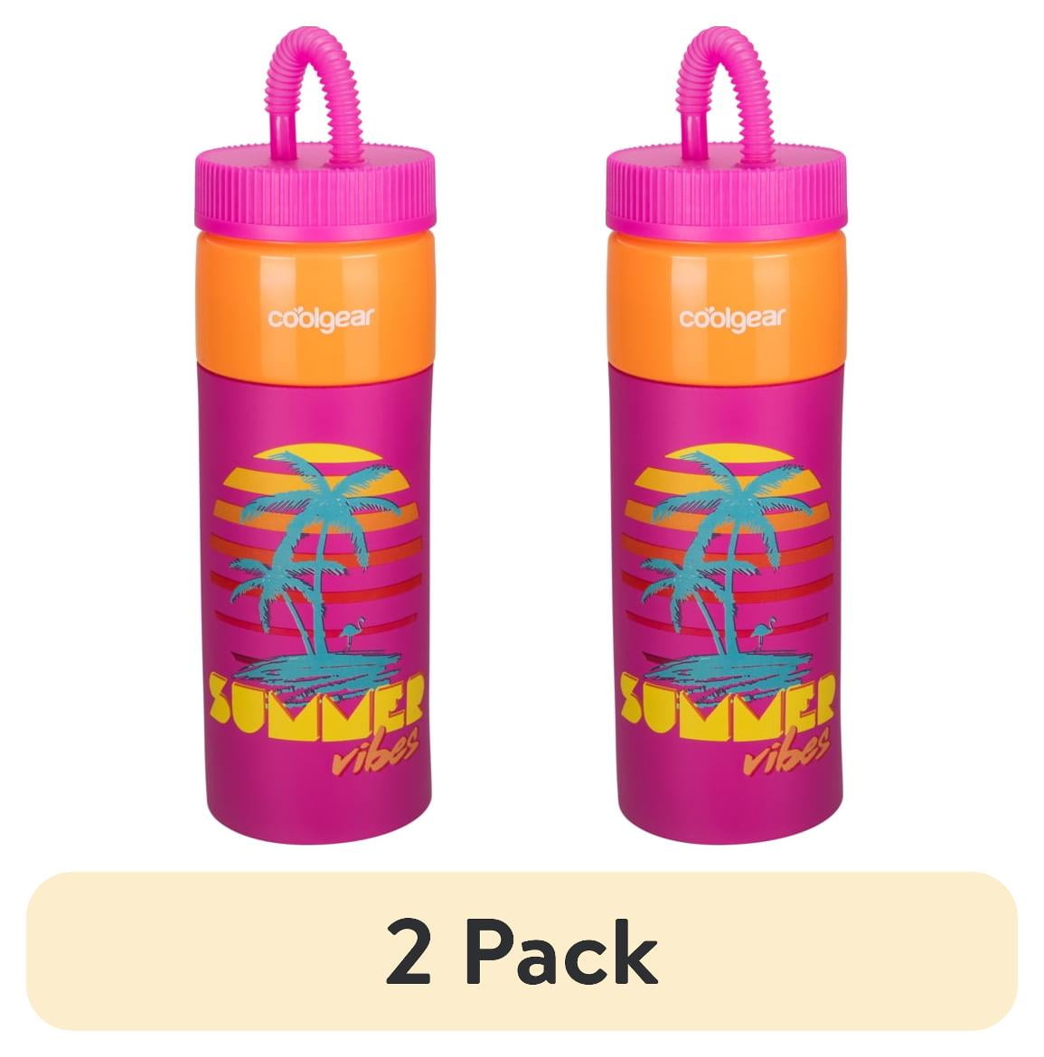 (2 pack) Cool Gear 24oz Plastic Retro Squishy Water Bottle, Summer ...