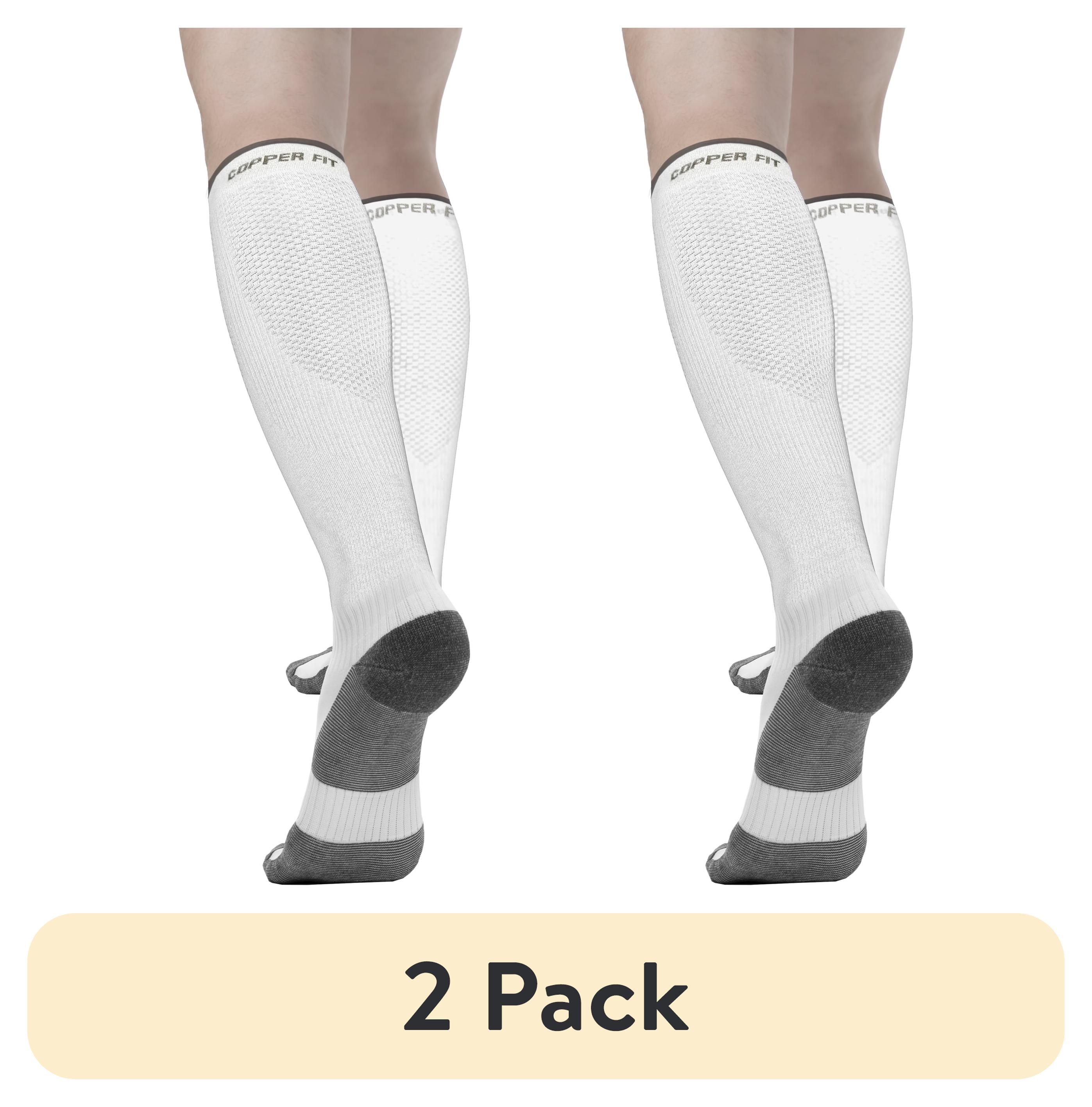 Copper Fit Energy Breathable Compression Socks 2 Pack, White, Easy On ...