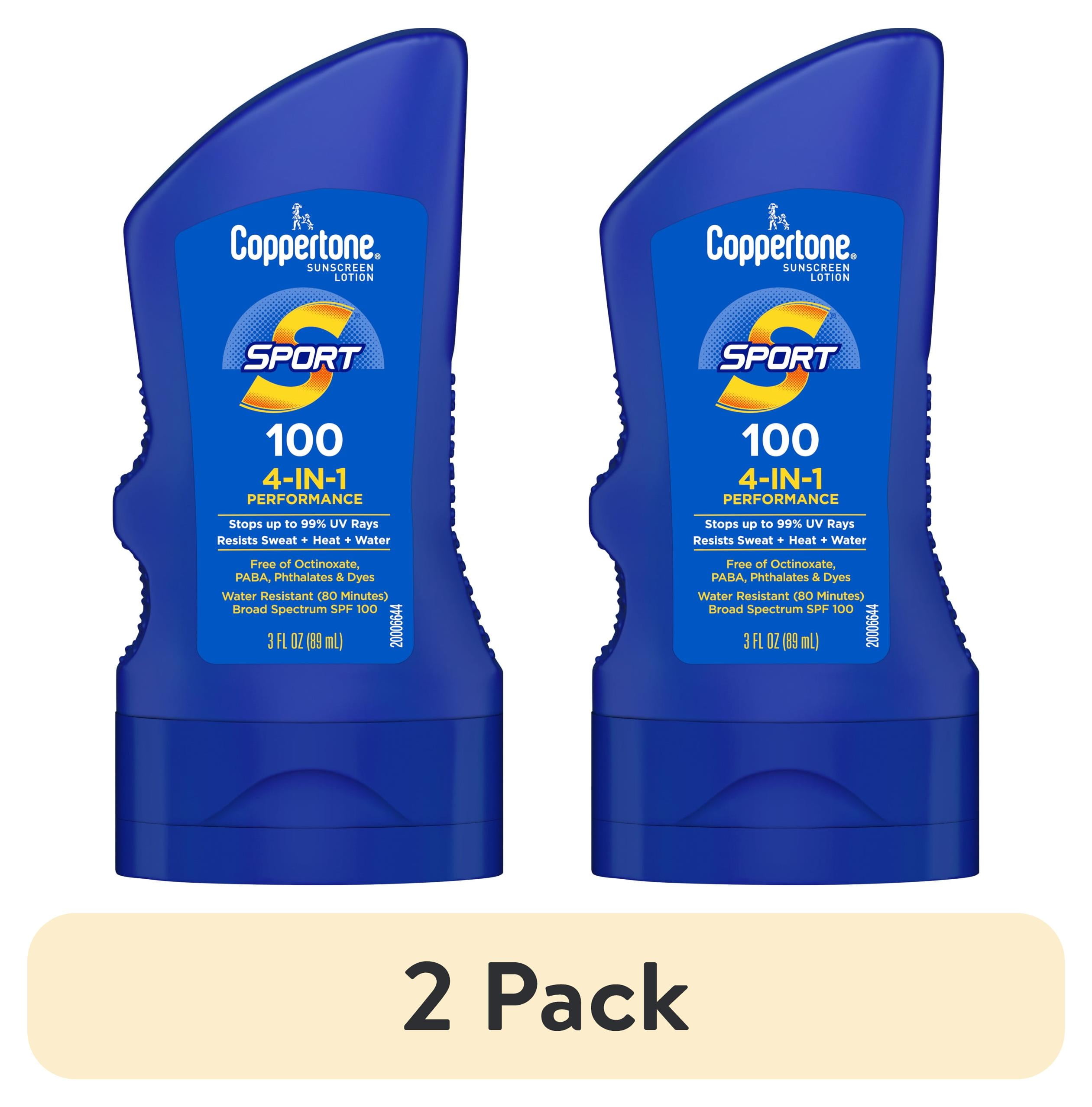 (2 pack) Coppertone Sport Sunscreen Lotion, SPF 100 Sunscreen, 3 fl oz - Walmart.com