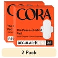 (2 pack) Cora Organic Ultra Thin Regular Period Pads, 32 Count ...
