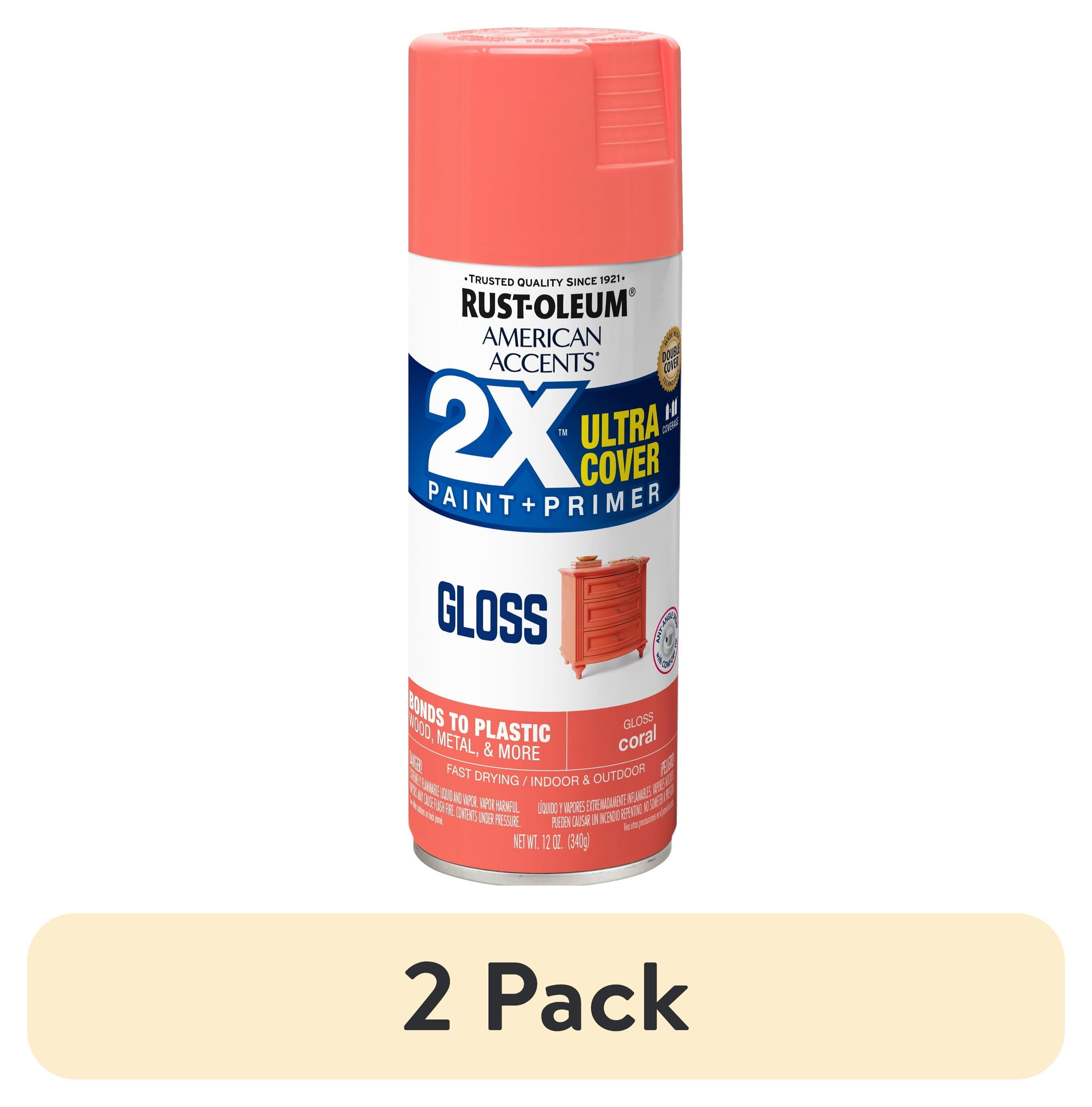 (2 pack) Coral, Rust-Oleum American Accents 2X Ultra Cover Gloss Spray ...