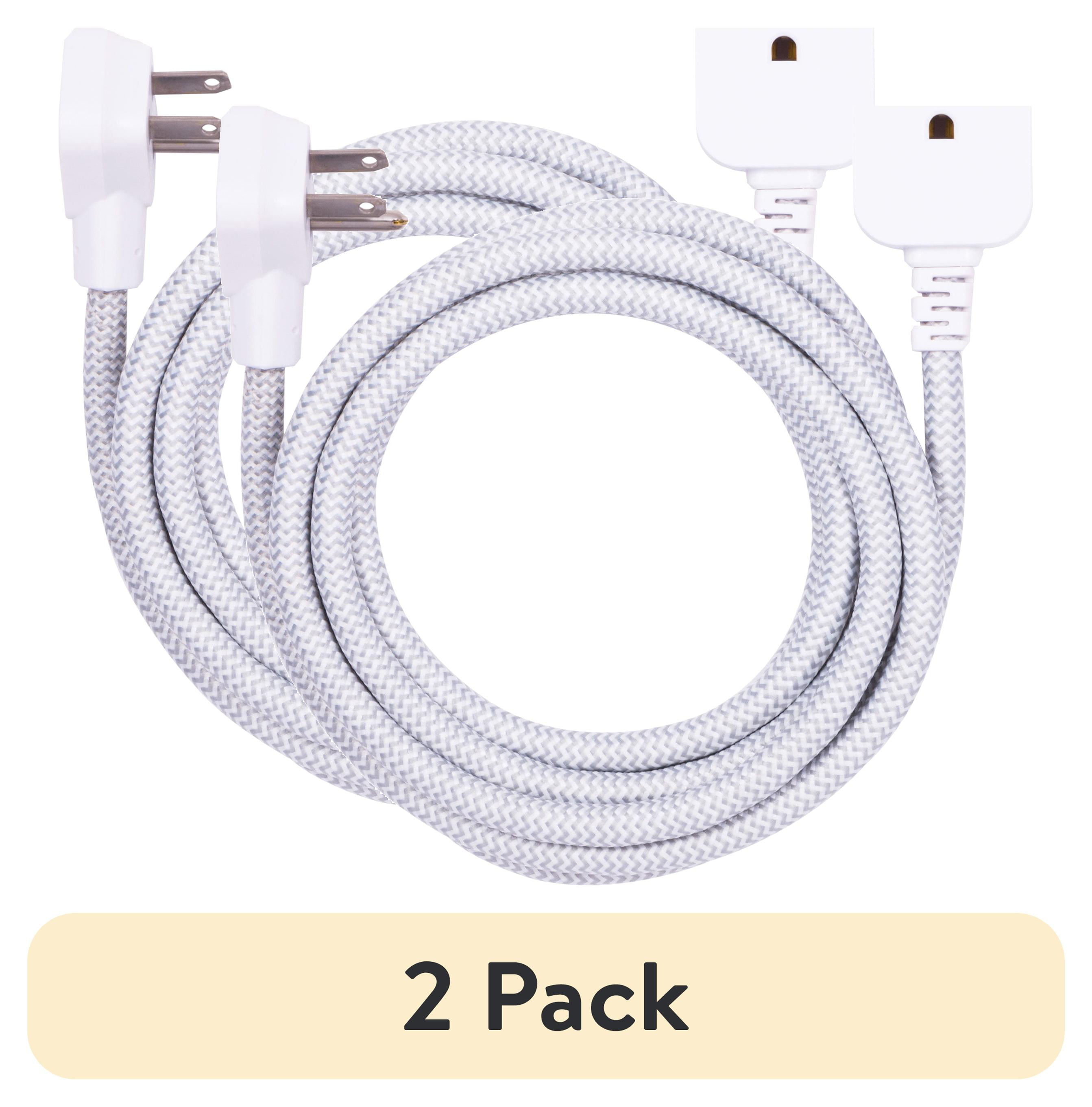 (2 pack) Cordinate 10ft. 3-Outlet Extension Cord, White/Gray – 39624 ...