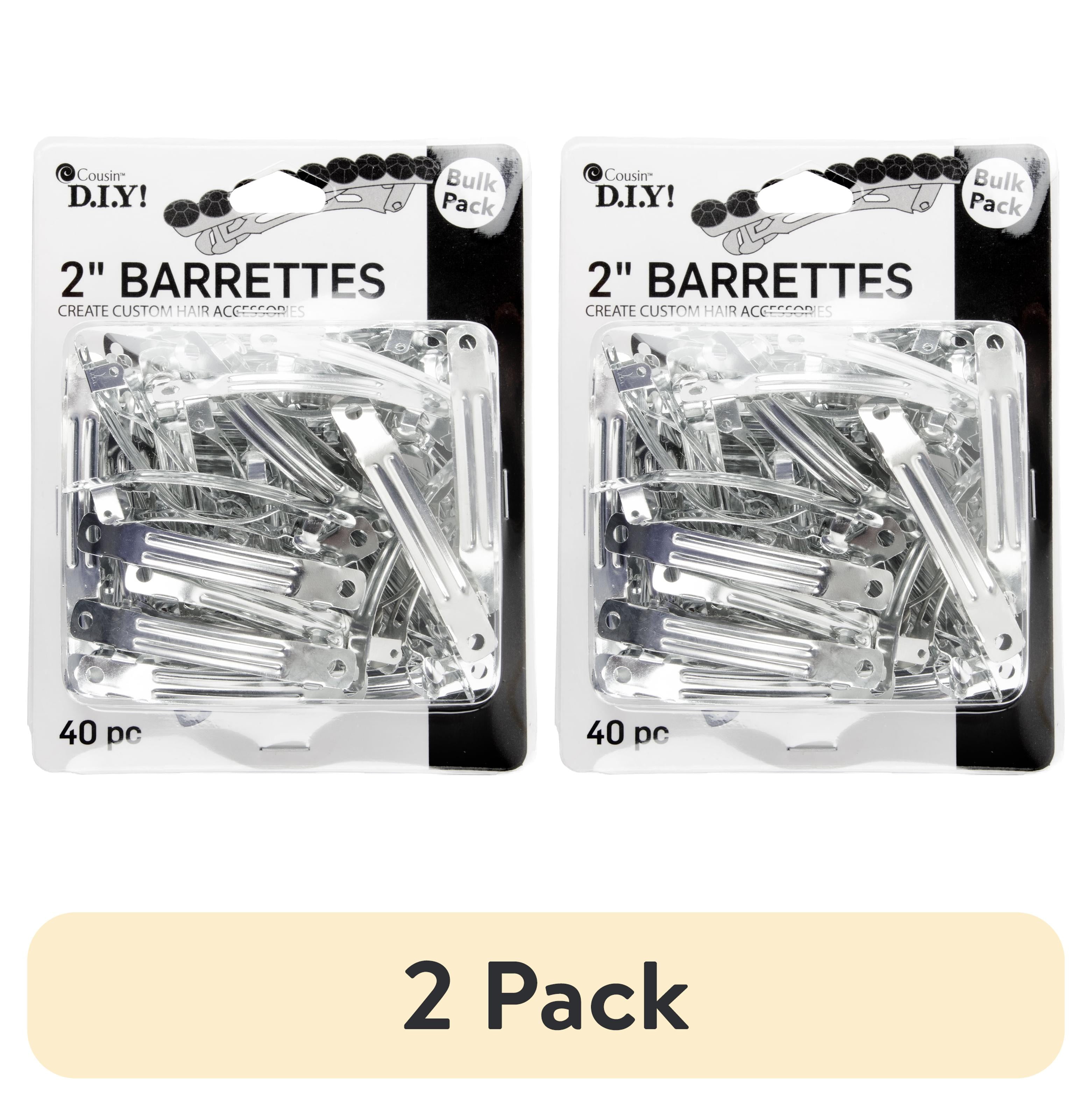 (2 pack) Cousin DIY 2" French Barrette, Silver Metal Hair Clips, 40 ...