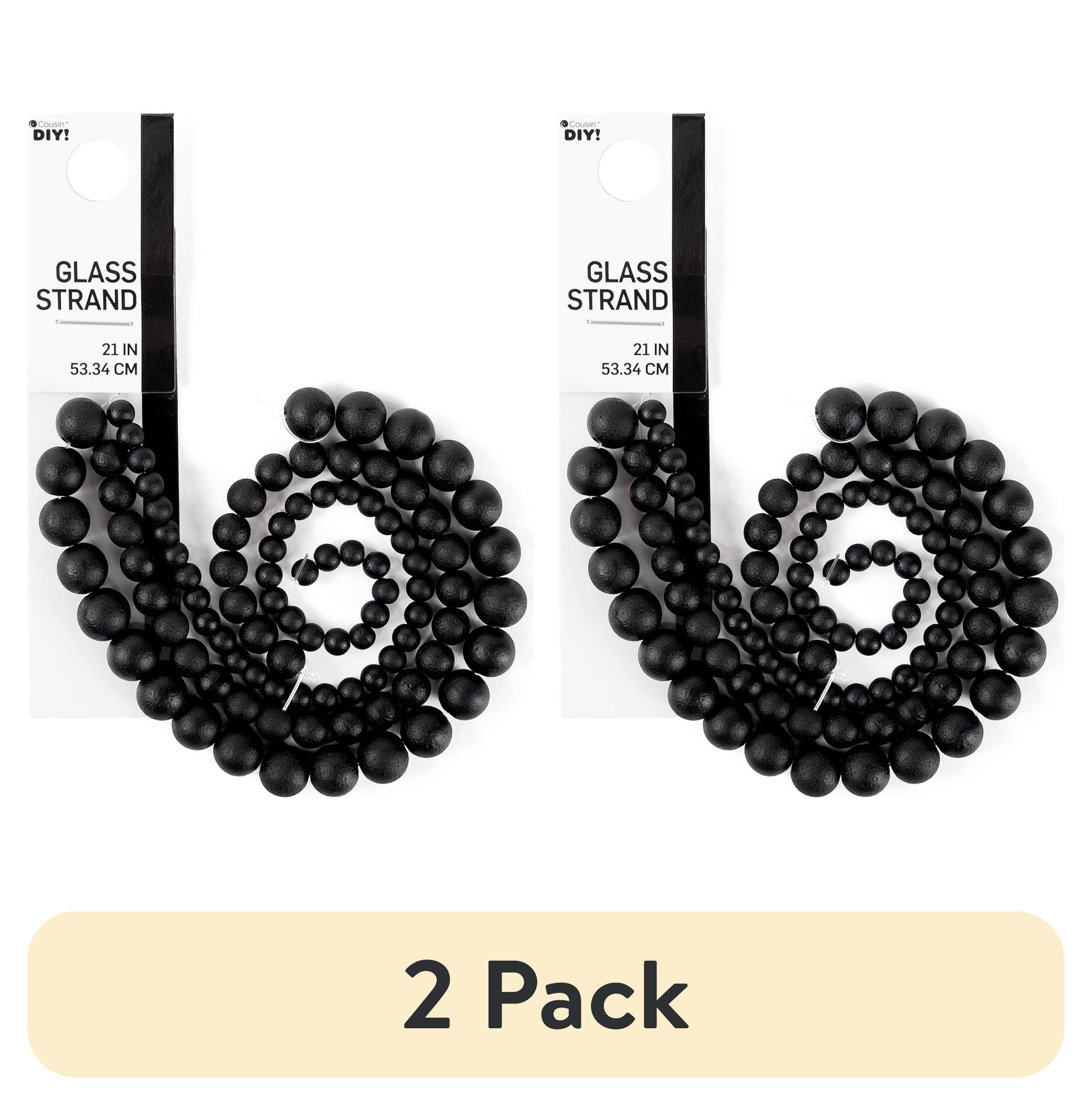 (2 pack) Cousin DIY 3-Strand Matte Black Round Glass Beads 4/6/8 mm, 99 ...