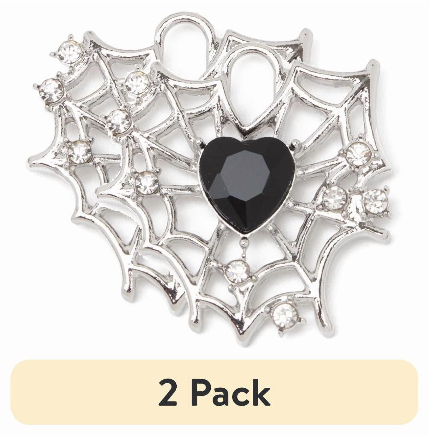 (2 pack) Cousin DIY 6 Piece Black Heart Charms, Silver-Toned Metal ...