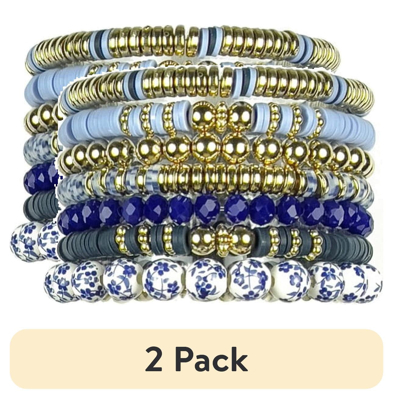 (2 pack) Cousin DIY Blue and White Heishi Stack Bracelet Kit, 564 Beads, Clay/Ceramic/Metal ...