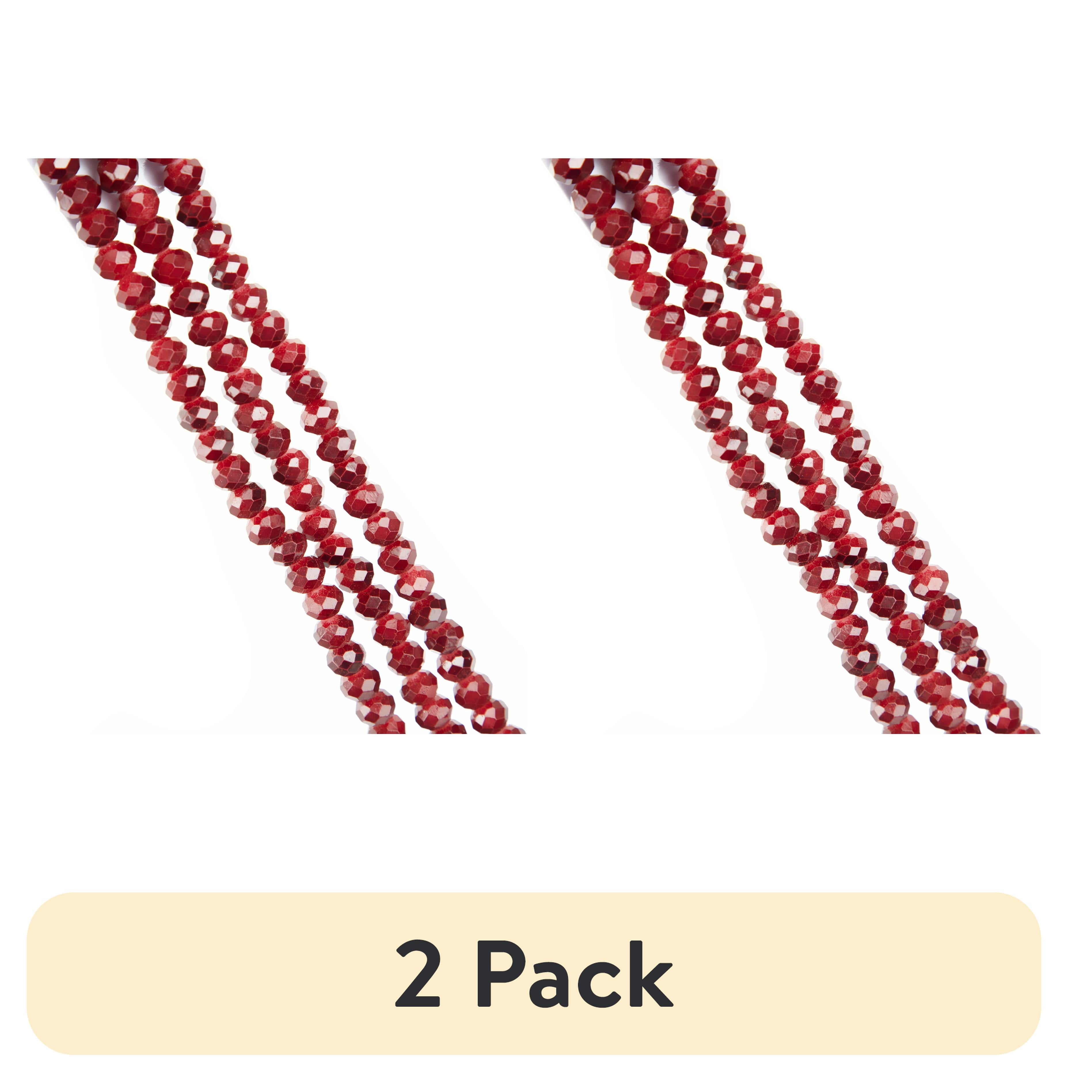 (2 pack) Cousin DIY Glass Crystal Tie-Dye Bead Strand 24", Red Color ...