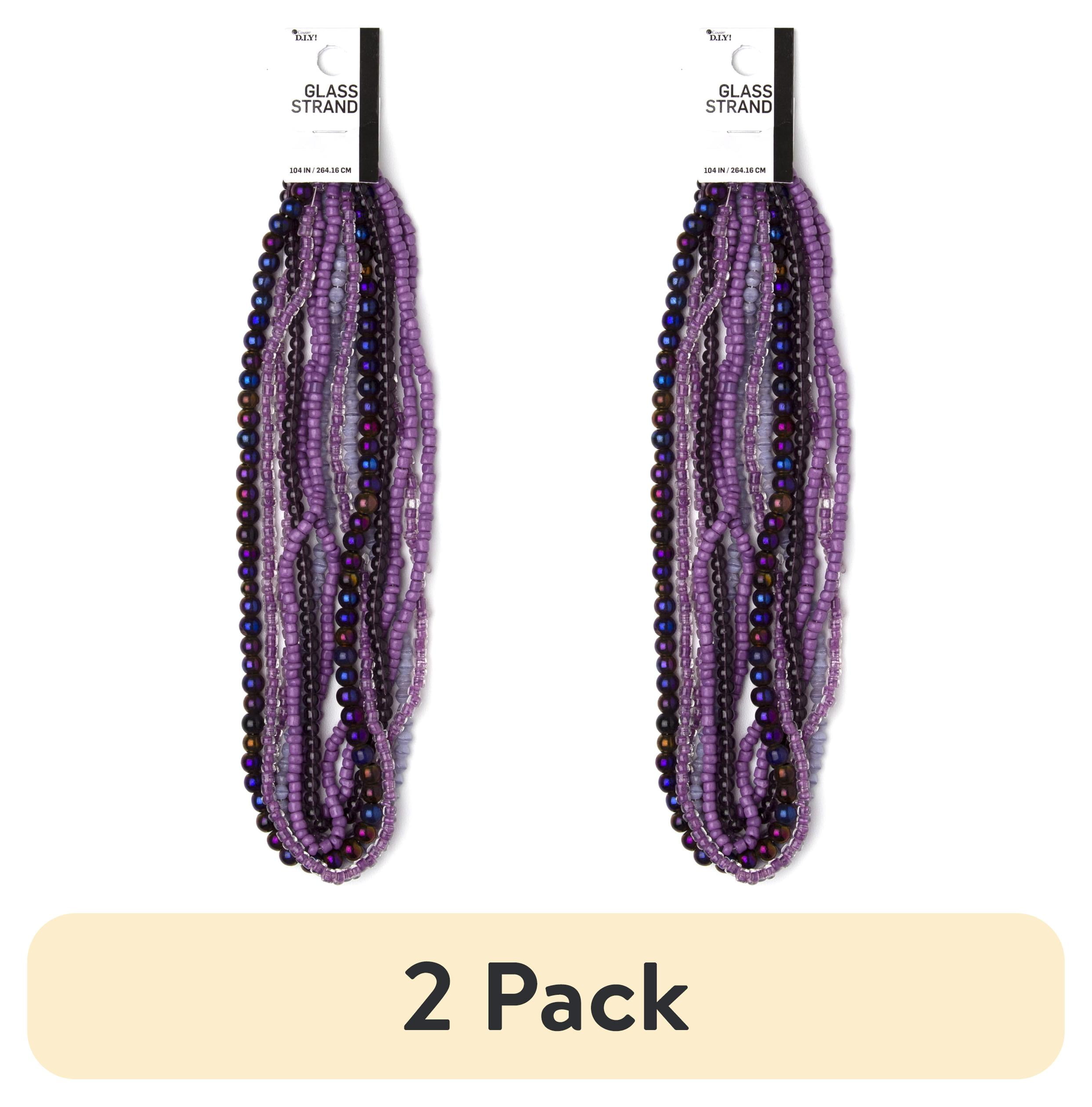 (2 pack) Cousin DIY Glass Seed Bead Strand, Purple/Gray/Pink, 104 in ...