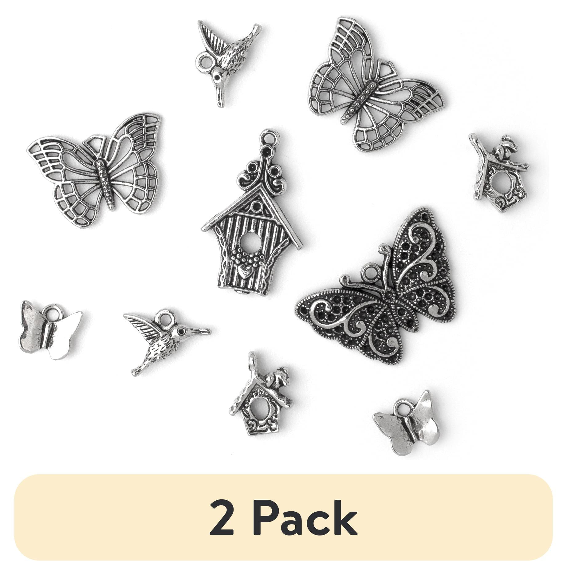 (2 pack) Cousin DIY Metal Butterfly Pendant Charms, 10 Pc, Silver ...