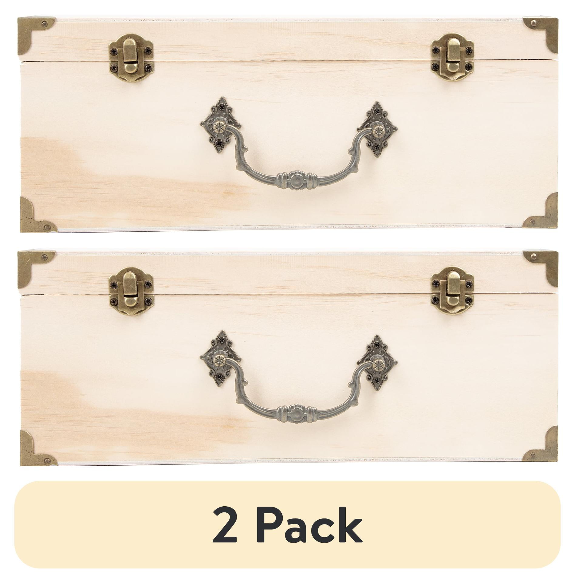 (2 pack) Cousin DIY Unfinished Wood Keepsake Storage Box with Metal ...