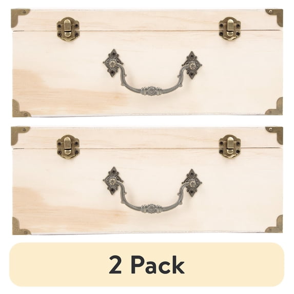 (2 pack) Cousin DIY Unfinished Wood Keepsake Storage Box with Metal ...