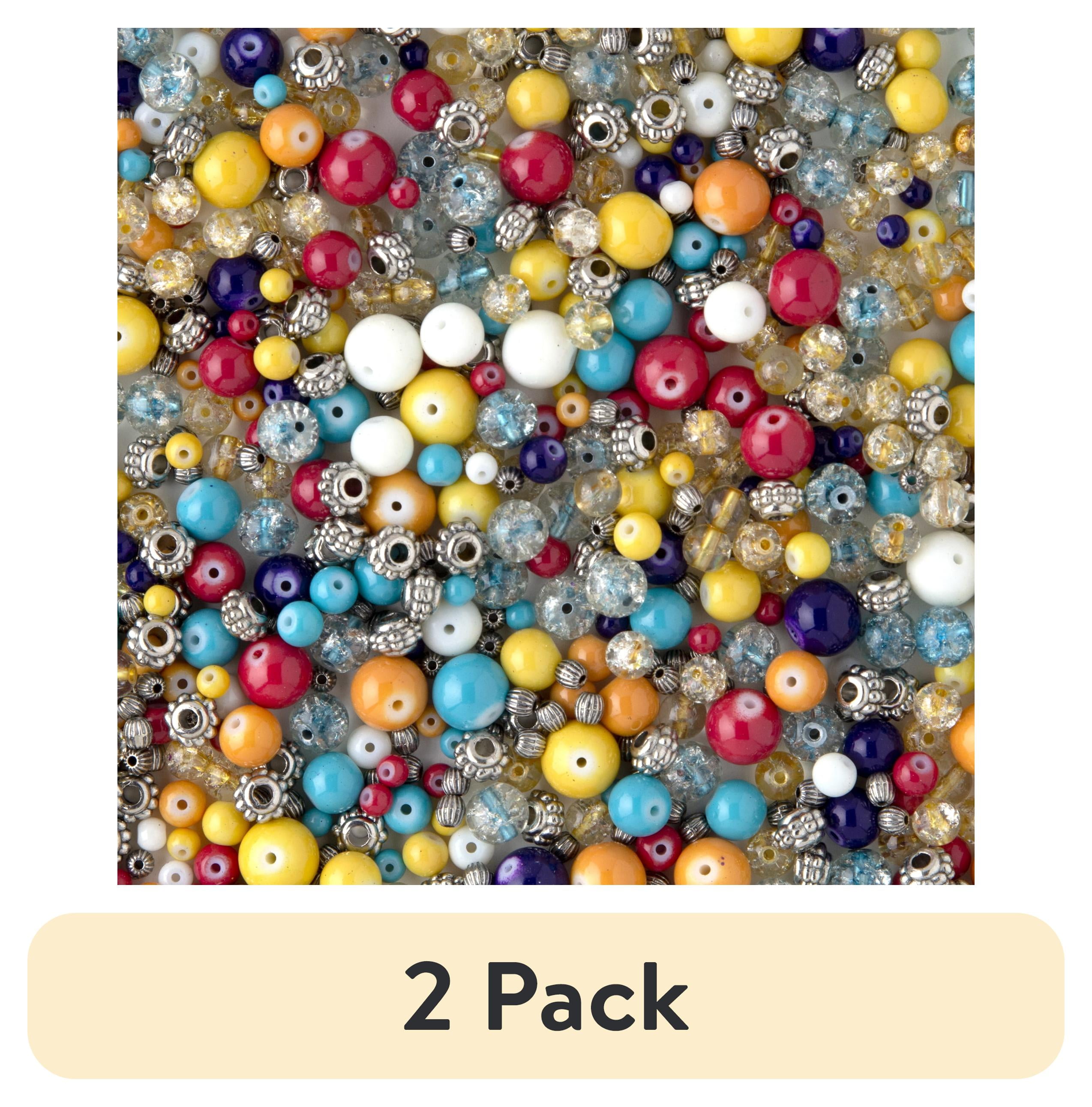 (2 pack) Cousin DIY Pinata Glass Bead Mix with Metal Spacer Beads, 1200 ...