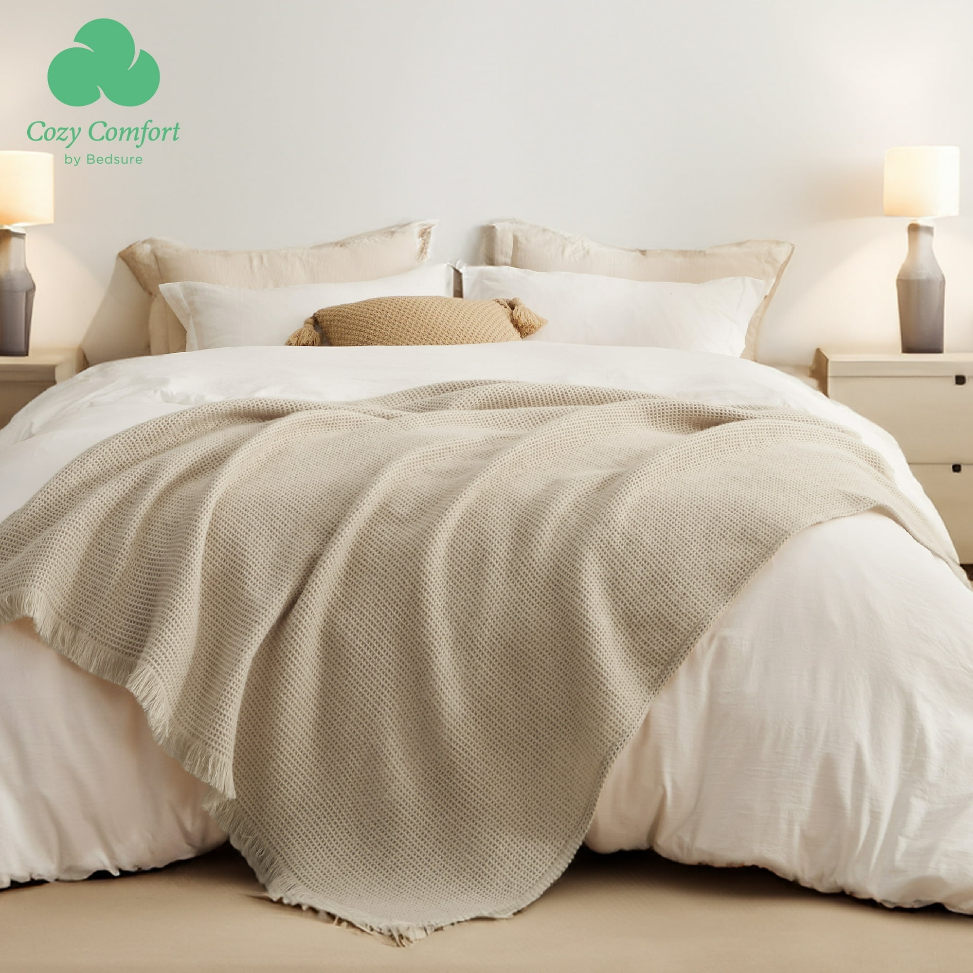 (2 pack) Cozy Comfort Oatmeal Throw Blankets for Couch, Decorative ...