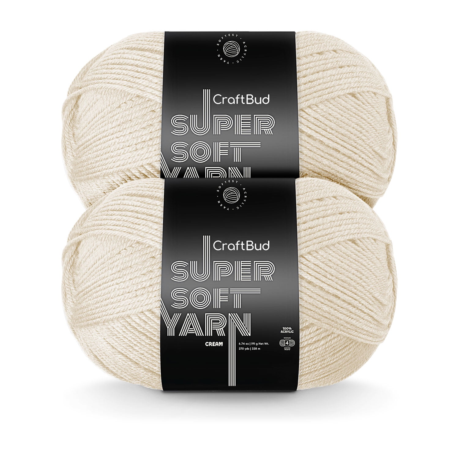 (2 pack) Craftbud Acrylic Yarn For Crocheting And Knitting, (370 Yards ...